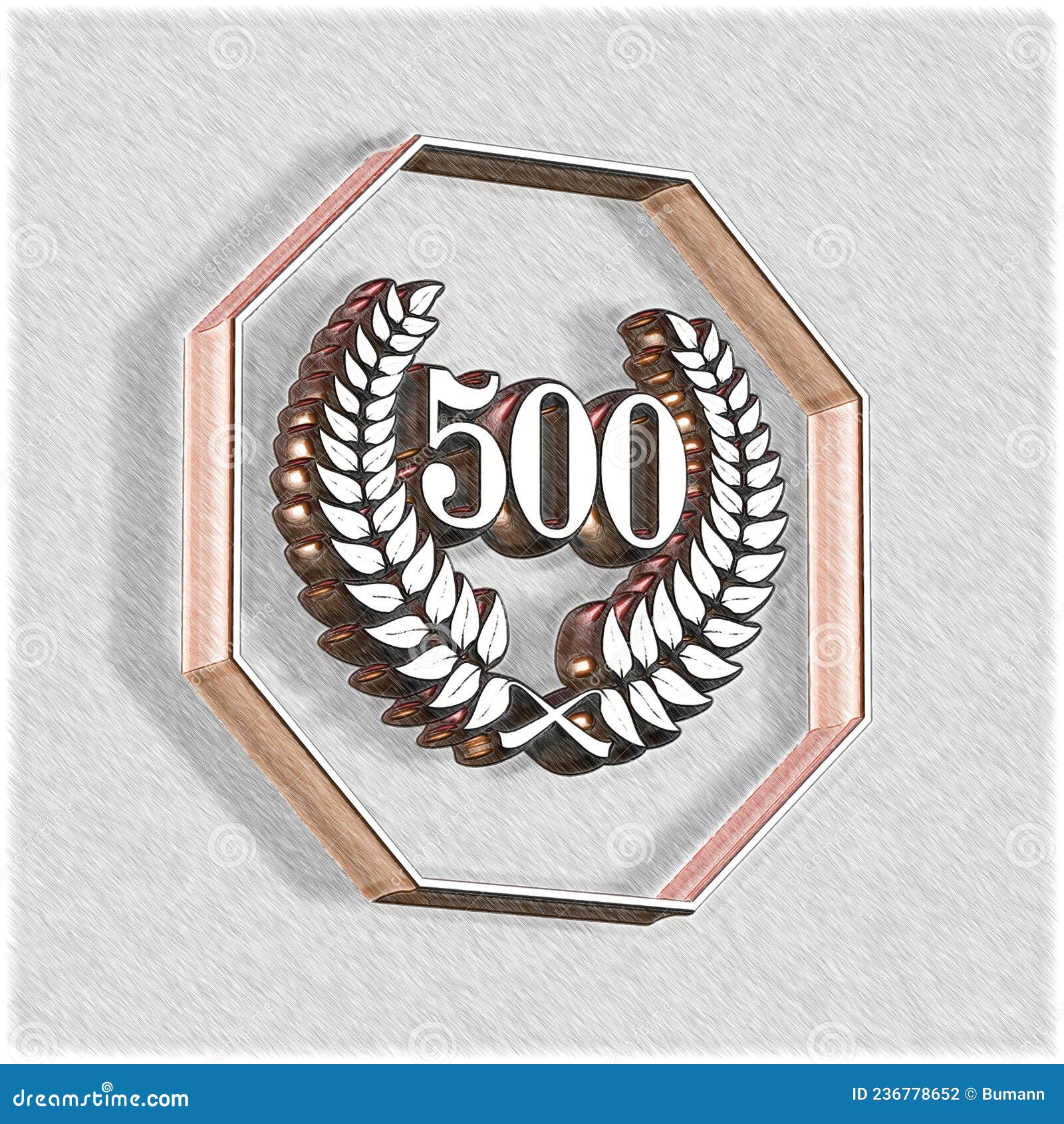 Number 500 with Laurel Wreath or Honor Wreath As a 3D-illustration, 3D ...