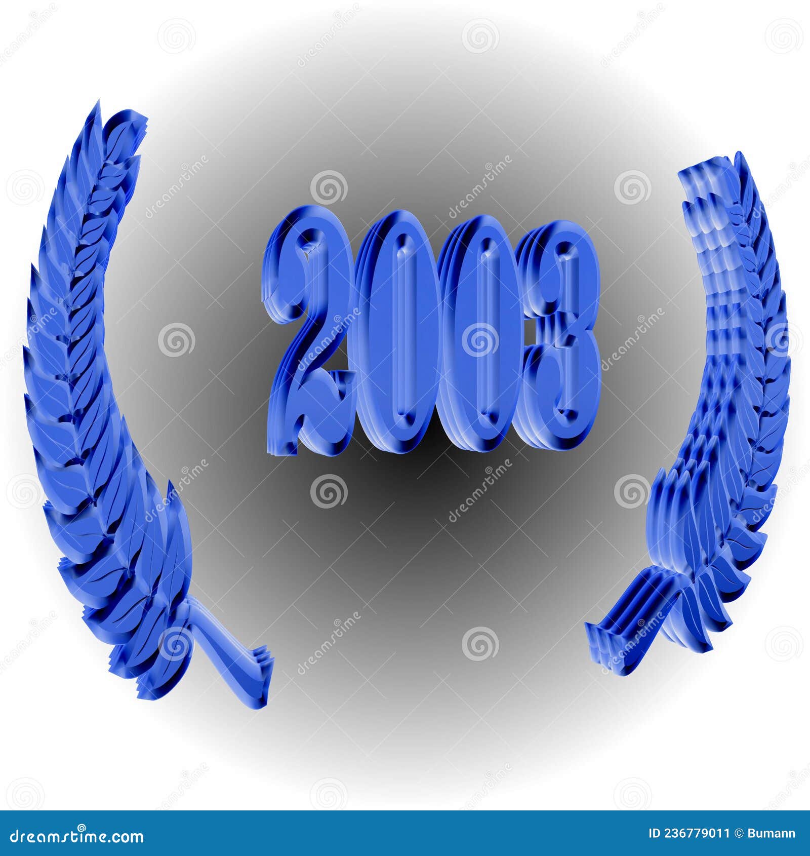 Number 2003 with Laurel Wreath or Honor Wreath As a 3D-illustration, 3D ...