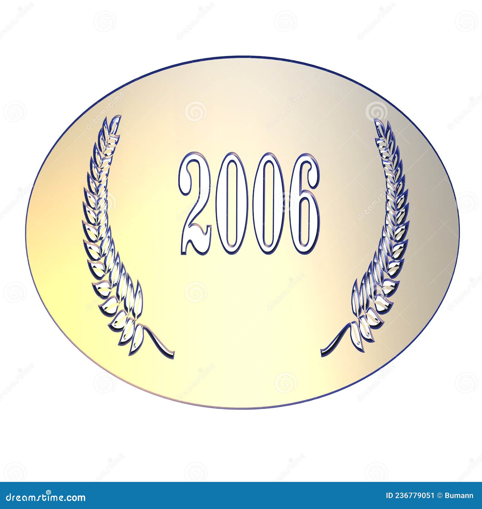 Number 2006 with Laurel Wreath or Honor Wreath As a 3D-illustration, 3D ...