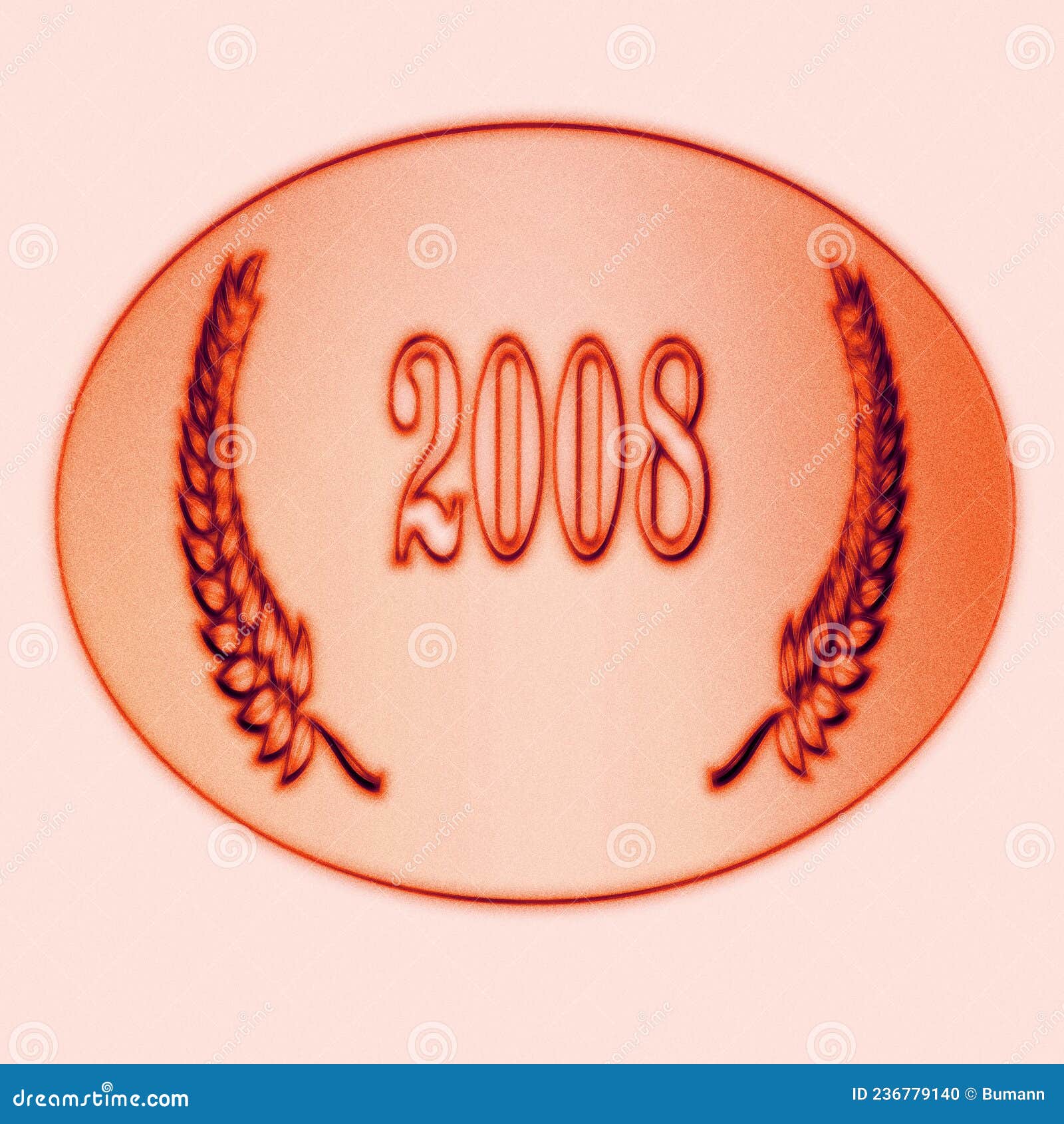 Number 2008 with Laurel Wreath or Honor Wreath As a 3D-illustration, 3D ...