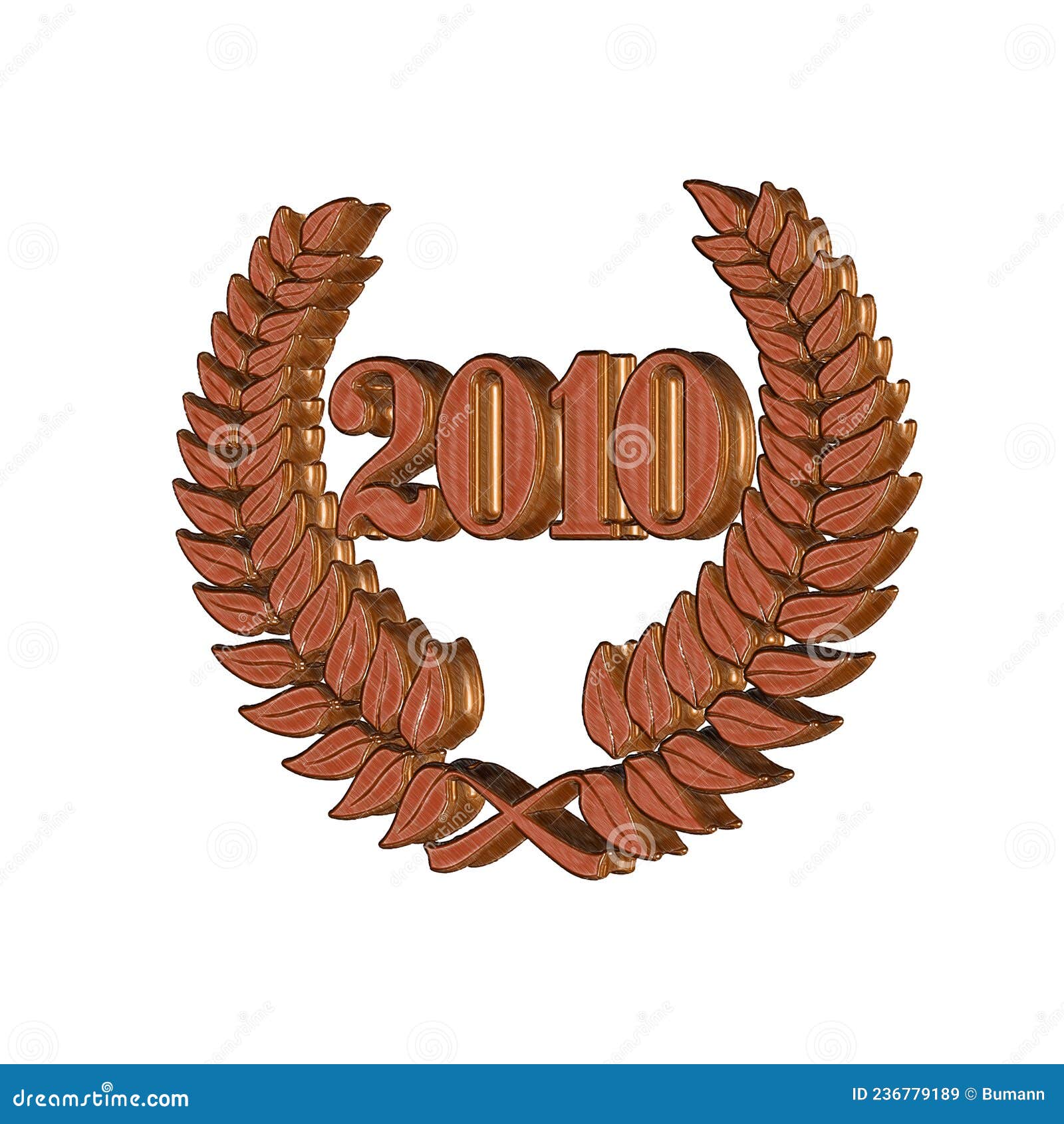 Number 2010 with Laurel Wreath or Honor Wreath As a 3D-illustration, 3D ...