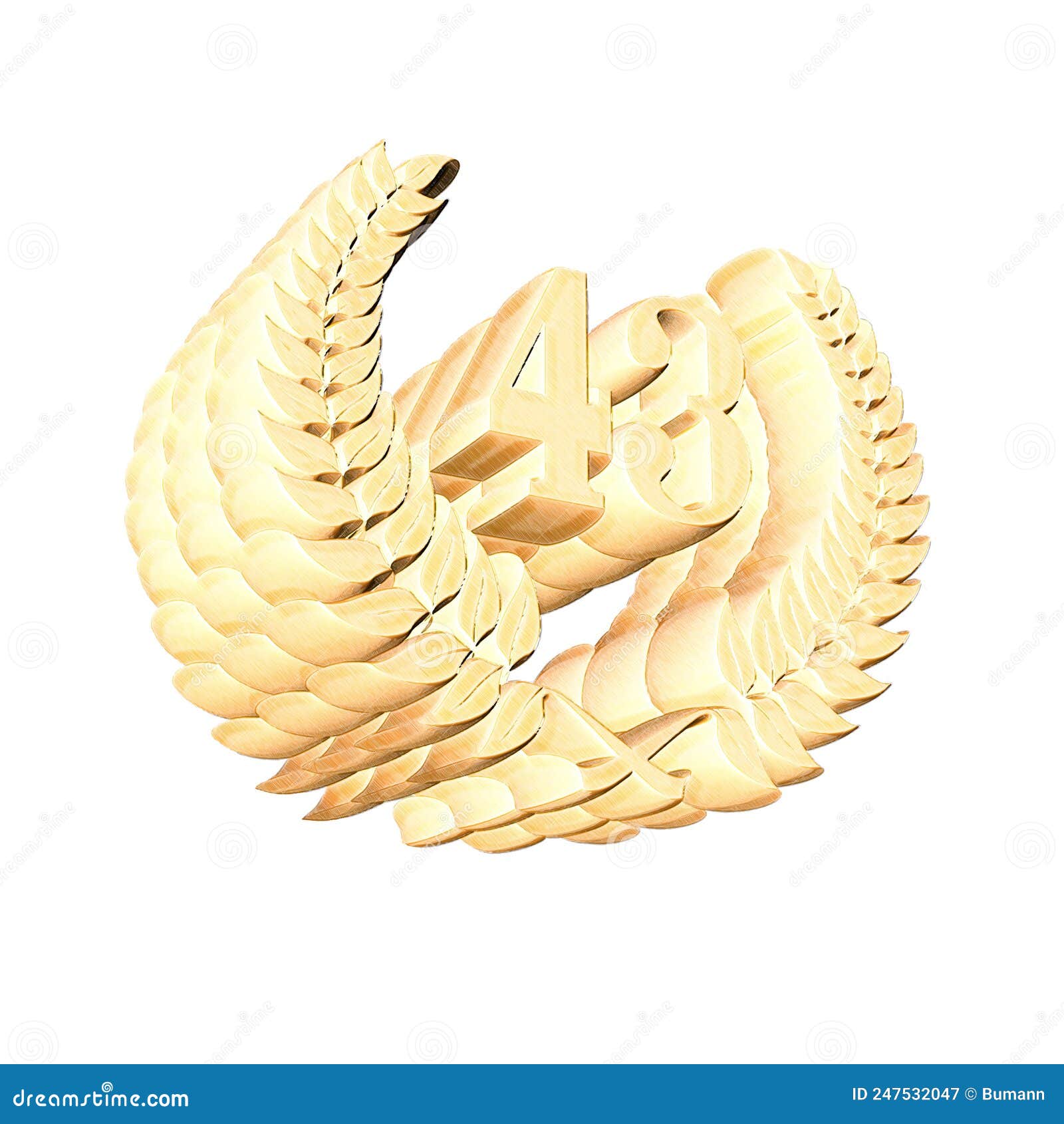 Number 43 with Laurel Wreath or Honor Wreath As a 3D-illustration, 3D ...
