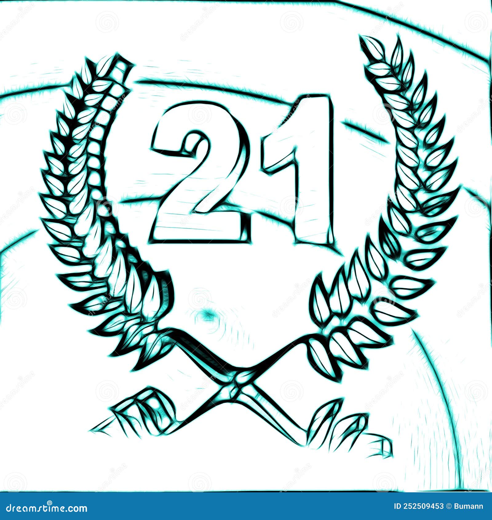 Number 21 with Laurel Wreath or Honor Wreath As a 3D-illustration, 3D ...
