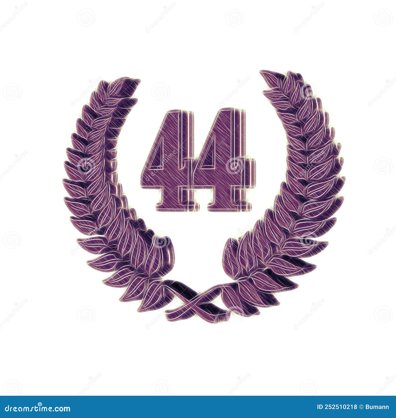 Number 44 with Laurel Wreath or Honor Wreath As a 3D-illustration, 3D ...