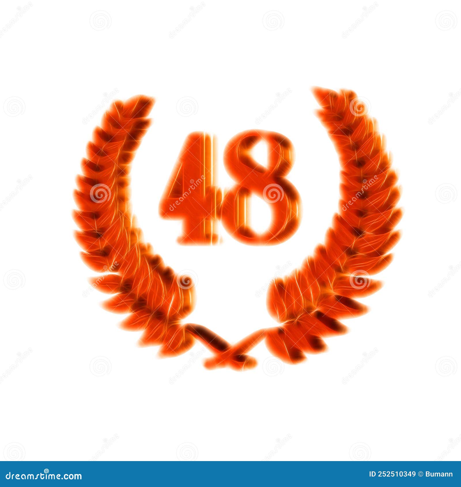 Number 48 with Laurel Wreath or Honor Wreath As a 3D-illustration, 3D ...