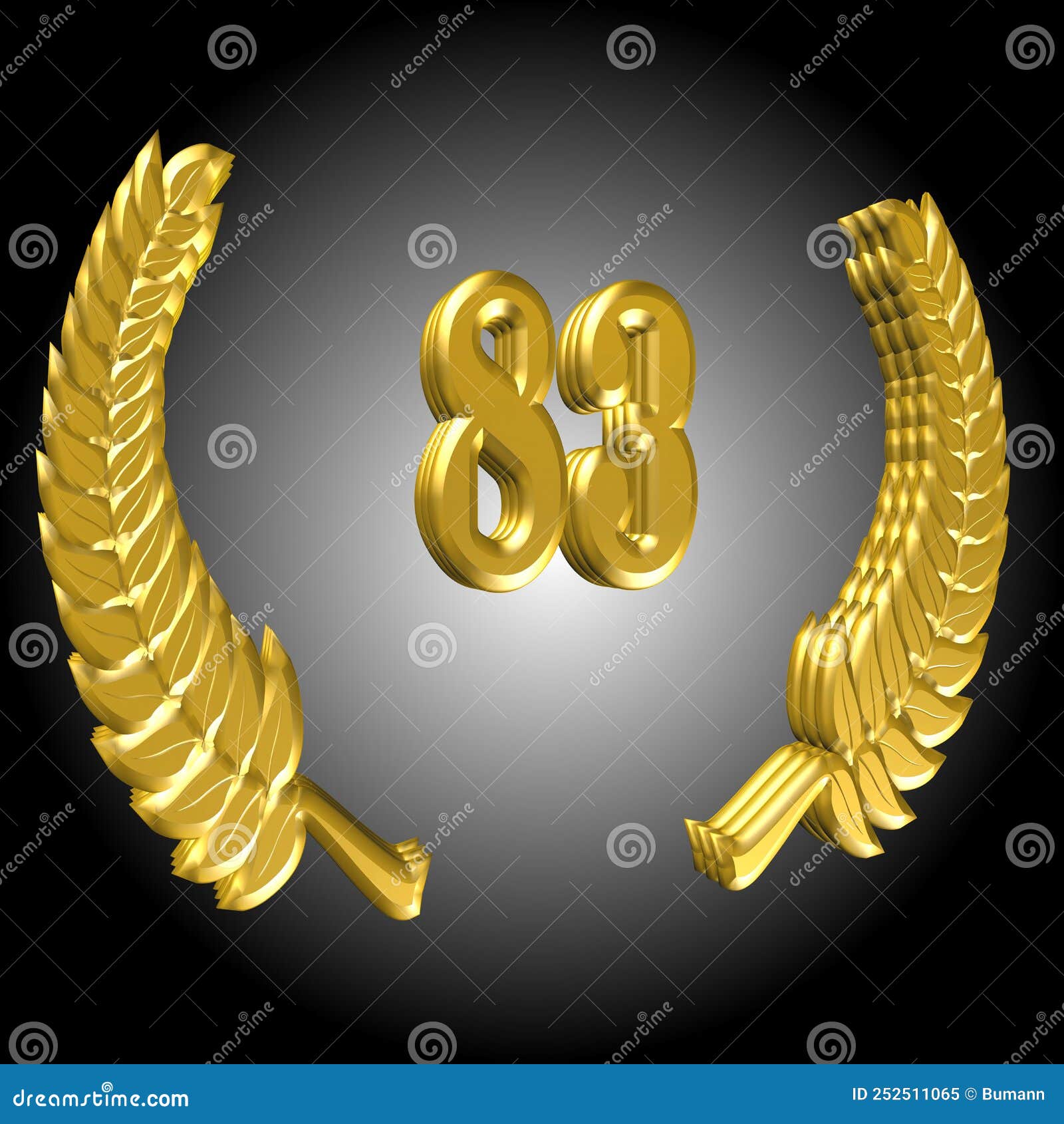 Number 83 with Laurel Wreath or Honor Wreath As a 3D-illustration, 3D ...