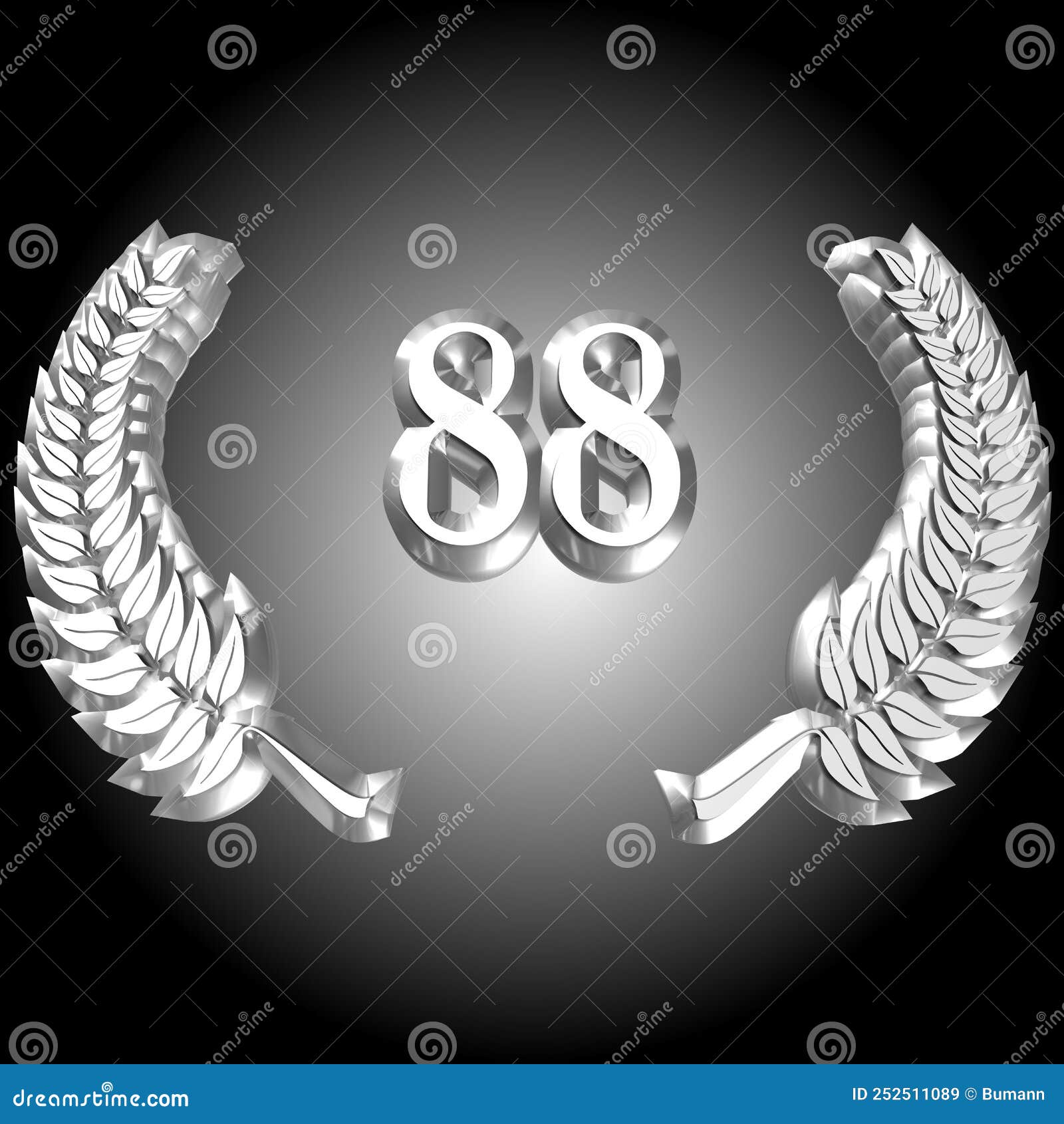 Number 88 with Laurel Wreath or Honor Wreath As a 3D-illustration, 3D ...