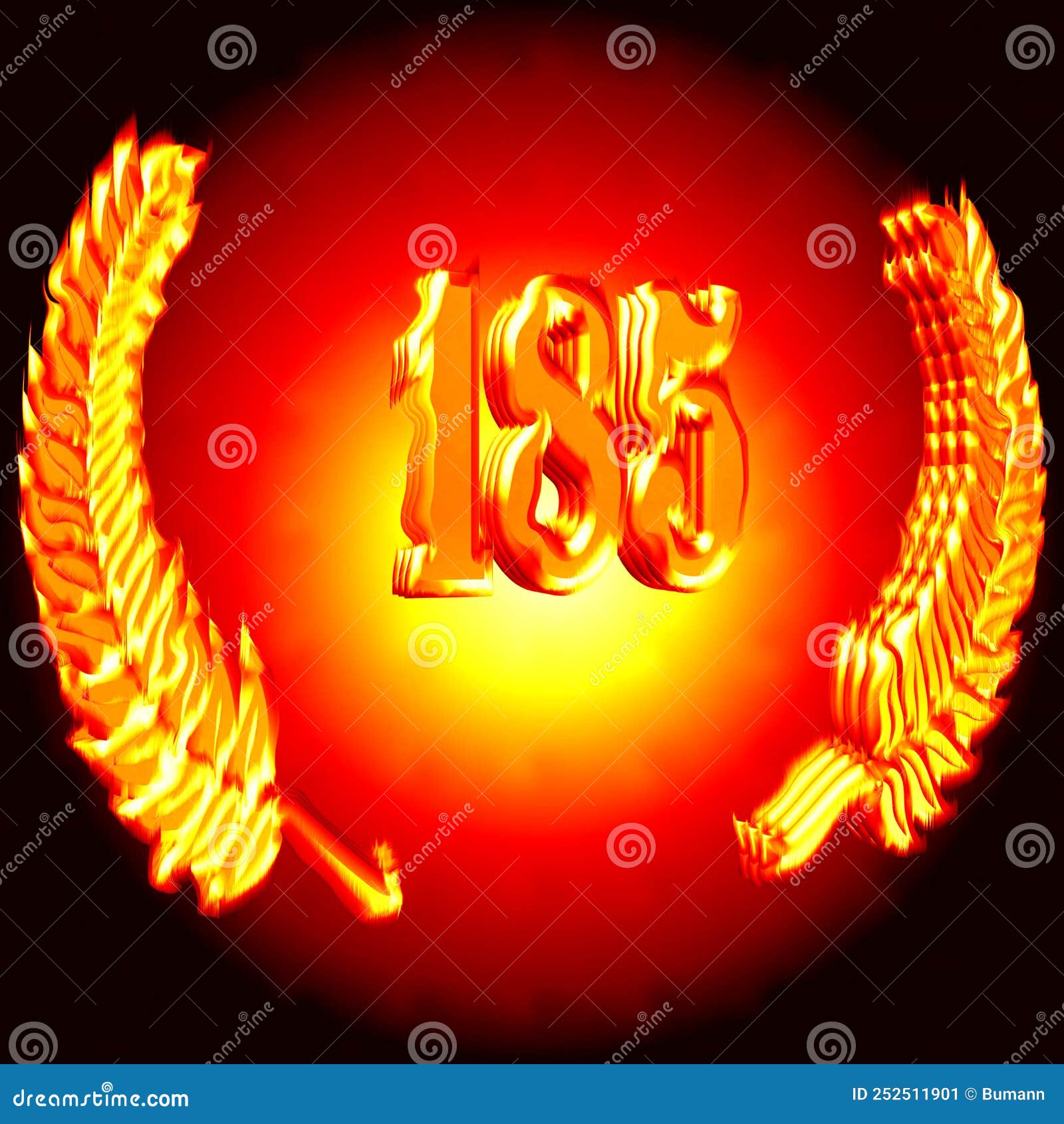 Number 185 With Laurel Wreath Or Honor Wreath As A 3D-illustration, 3D ...