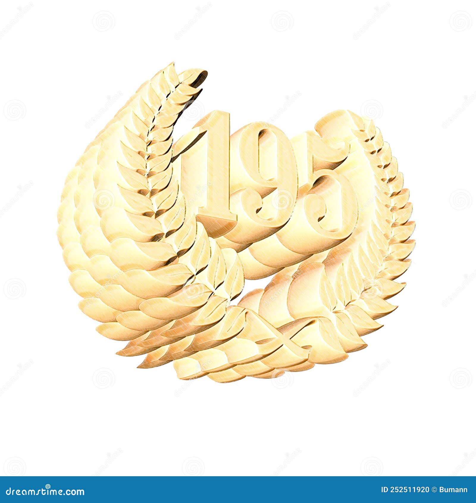Number 195 with Laurel Wreath or Honor Wreath As a 3D-illustration, 3D ...