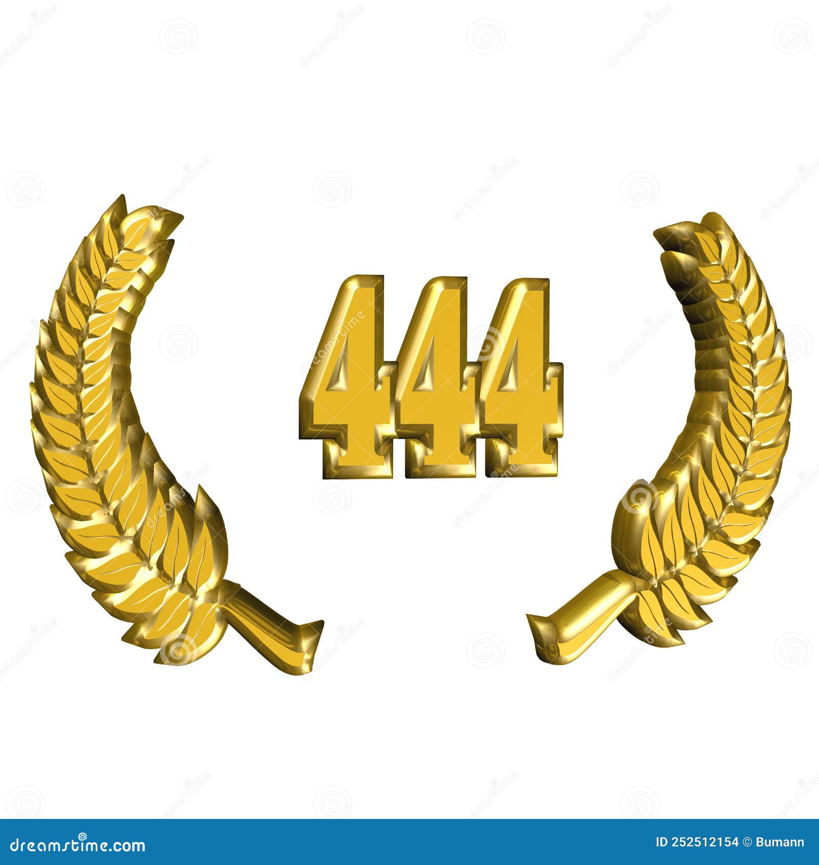 Number 444 with Laurel Wreath or Honor Wreath As a 3D-illustration, 3D ...