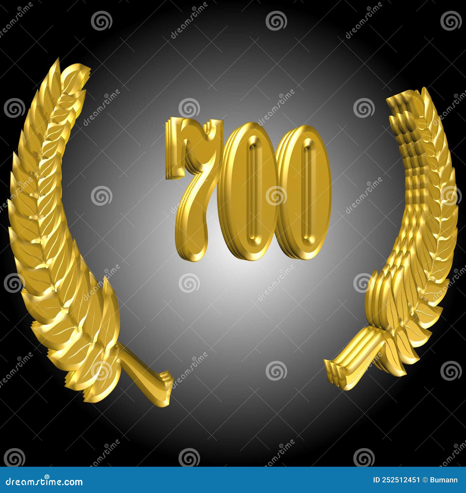 Number 700 with Laurel Wreath or Honor Wreath As a 3D-illustration, 3D ...