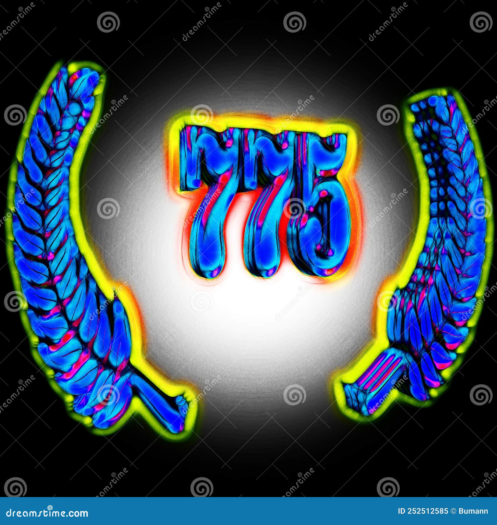 Number 775 with Laurel Wreath or Honor Wreath As a 3D-illustration, 3D ...