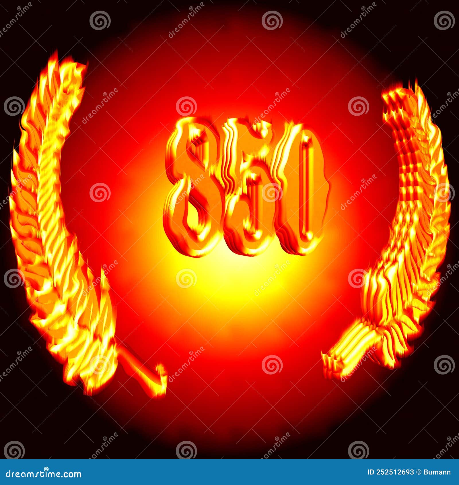 Number 850 with Laurel Wreath or Honor Wreath As a 3D-illustration, 3D ...