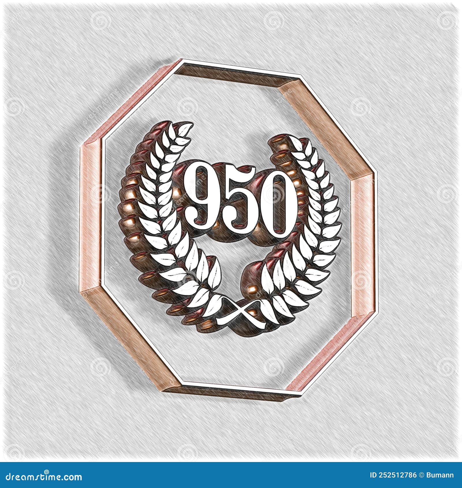 Number 950 With Laurel Wreath Or Honor Wreath As A 3D-illustration, 3D ...