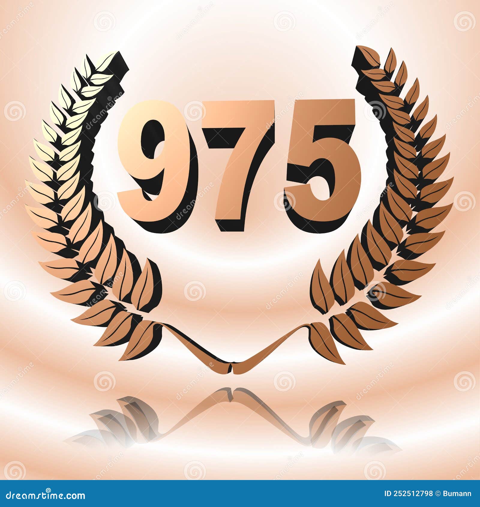 Number 975 with Laurel Wreath or Honor Wreath As a 3D-illustration, 3D ...