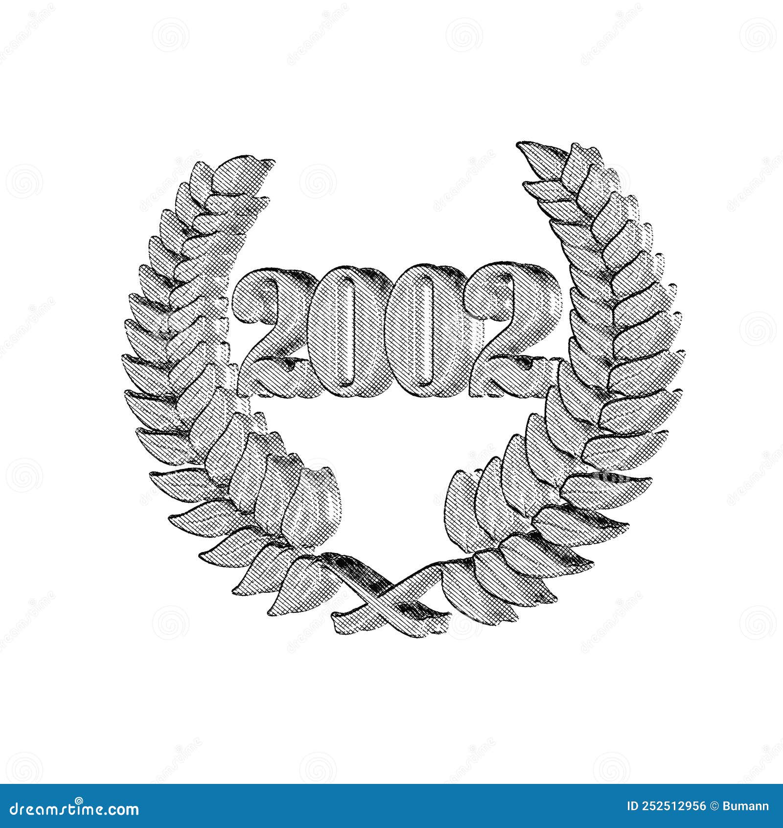 Number 2002 with Laurel Wreath or Honor Wreath As a 3D-illustration, 3D ...