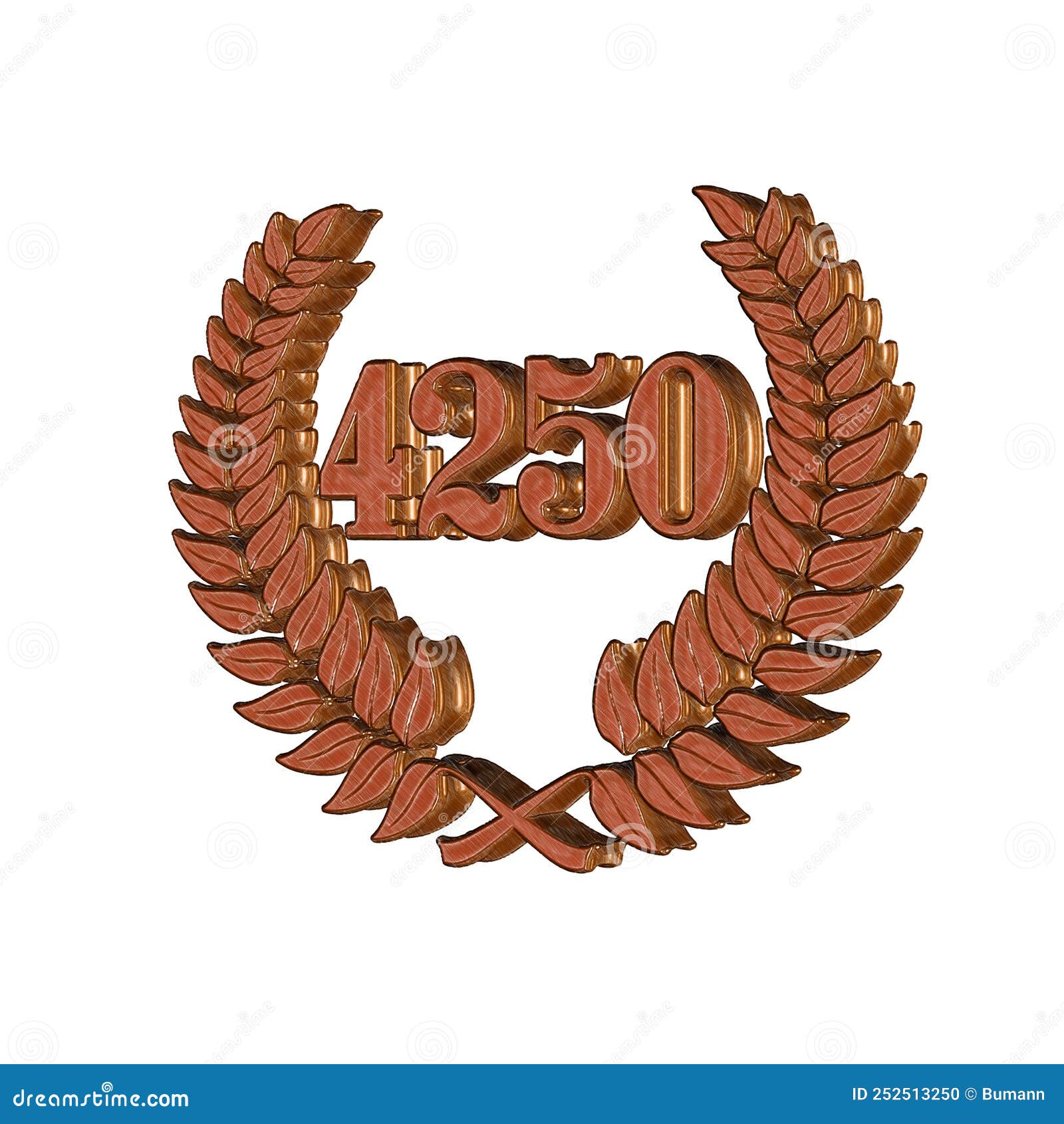Number 4250 with Laurel Wreath or Honor Wreath As a 3D-illustration, 3D ...