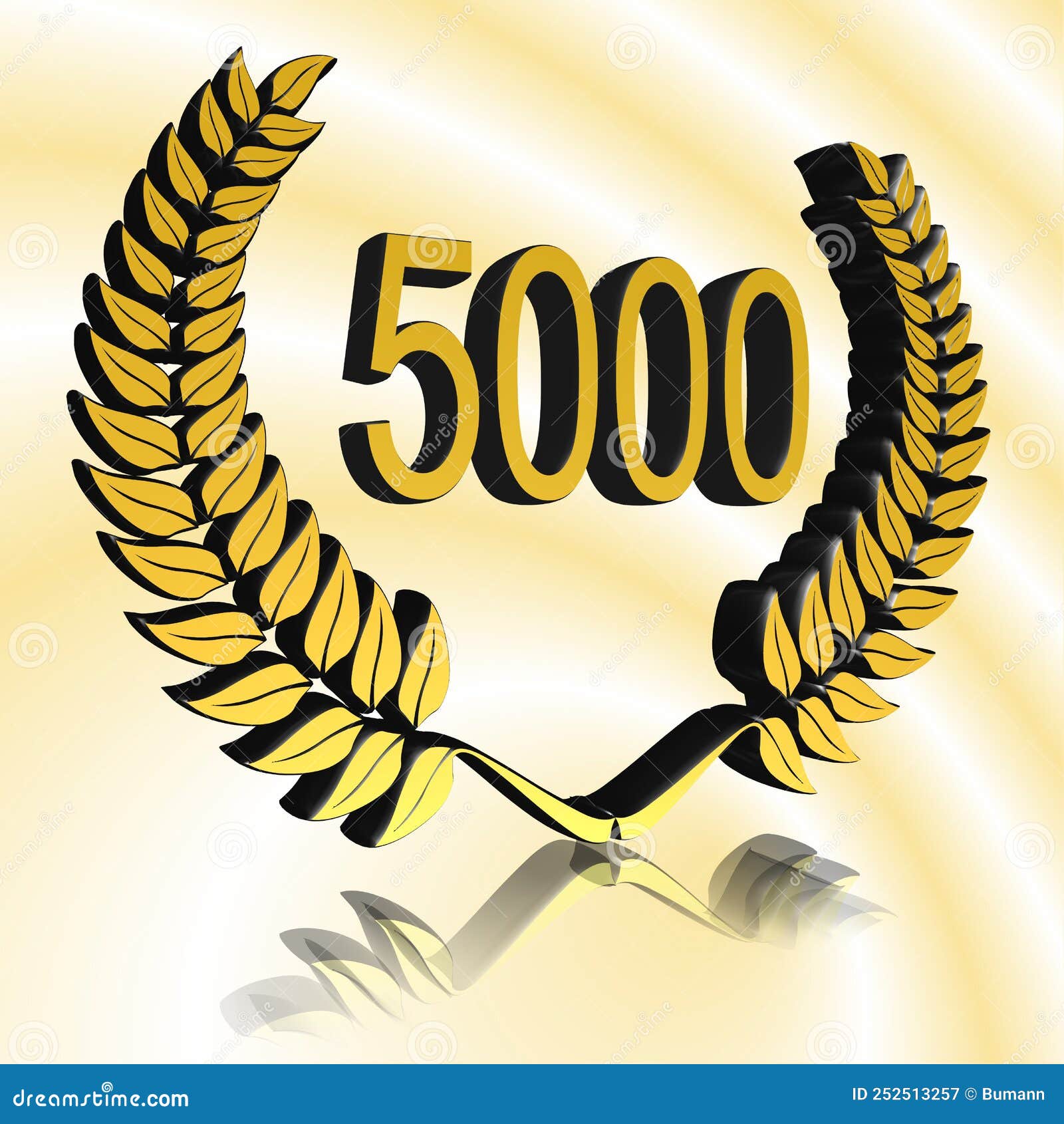 Number 5000 with Laurel Wreath or Honor Wreath As a 3D-illustration, 3D ...