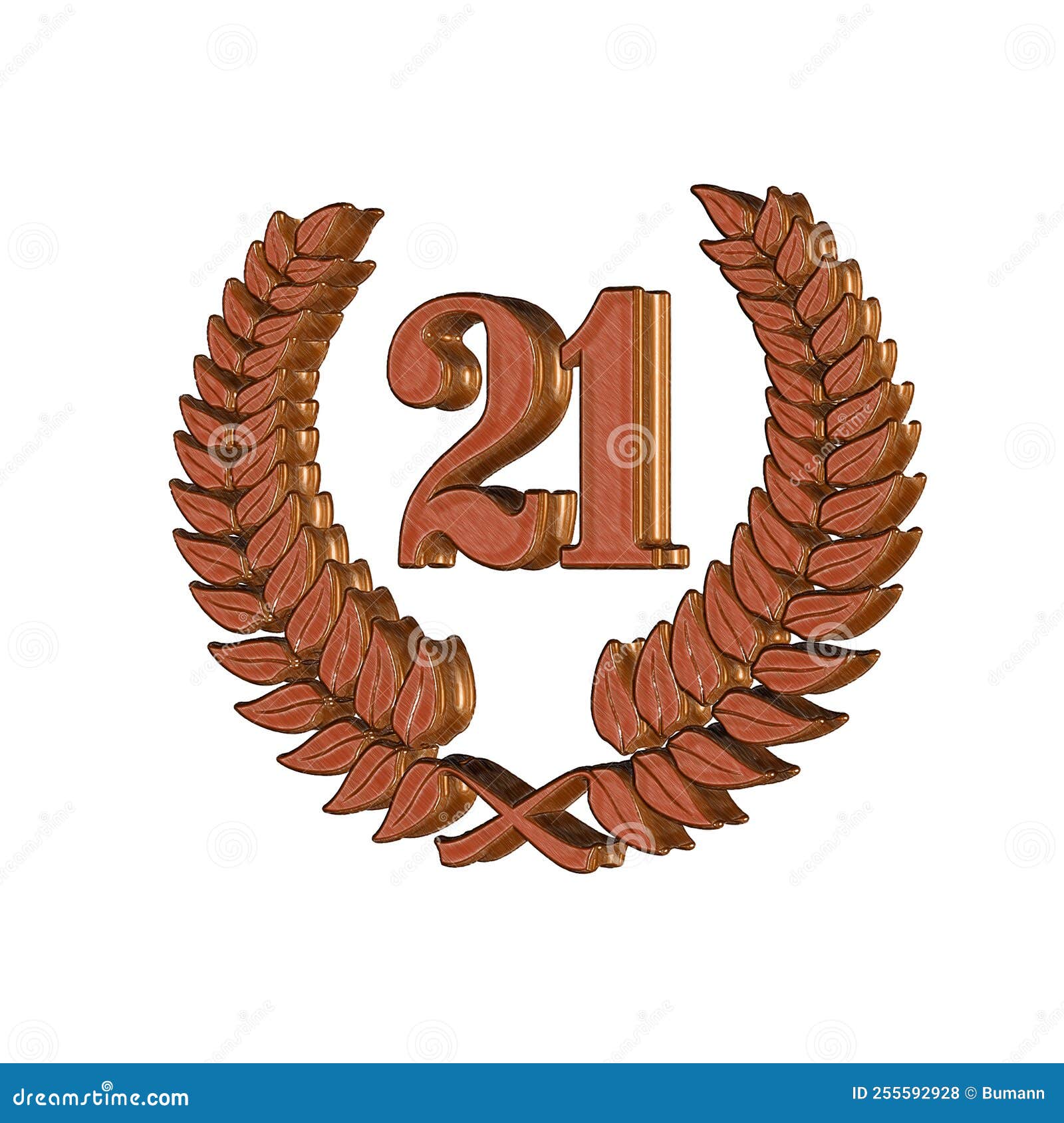 Number 21 with Laurel Wreath or Honor Wreath As a 3D-illustration, 3D ...
