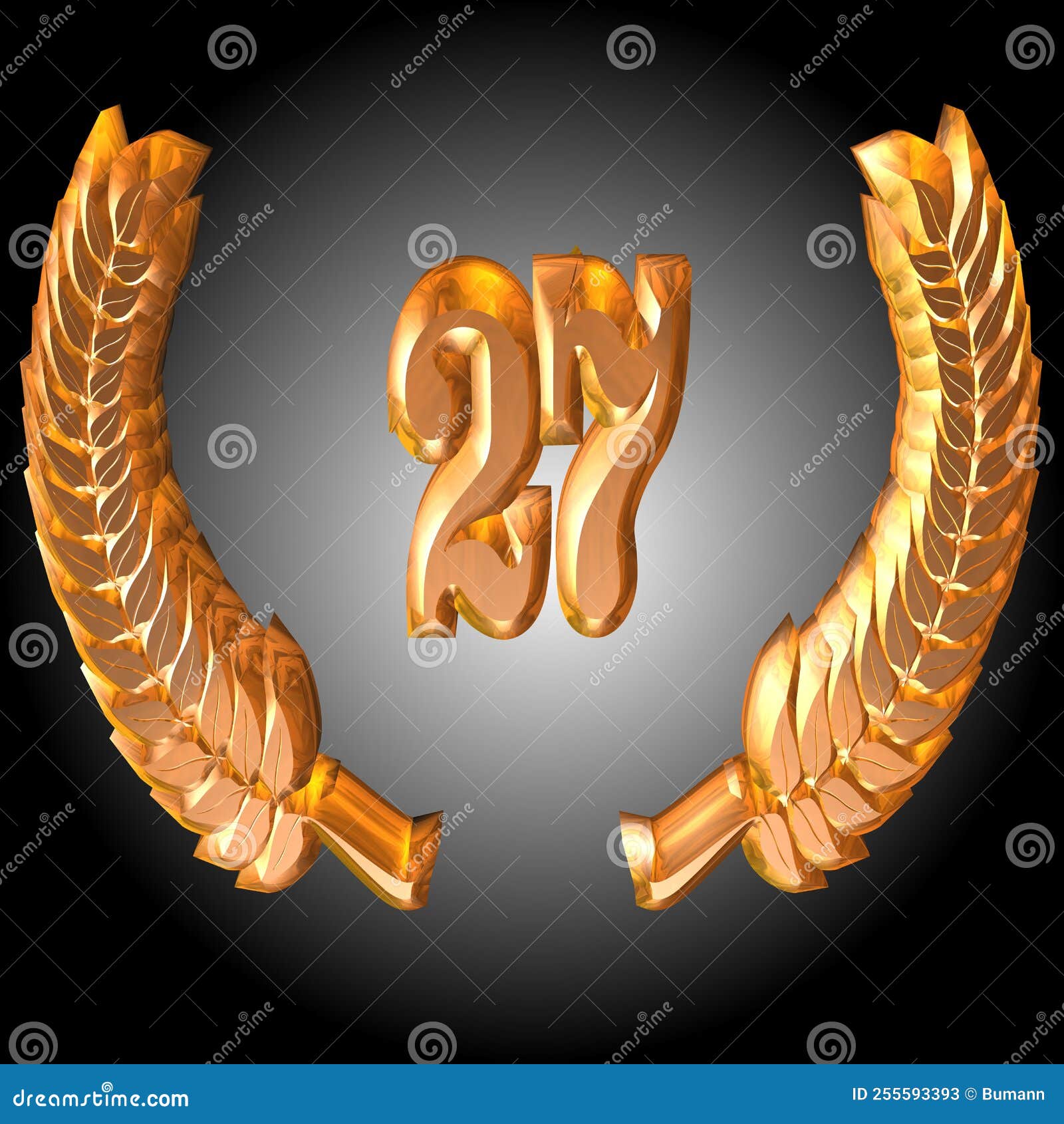 Number 27 with Laurel Wreath or Honor Wreath As a 3D-illustration, 3D ...