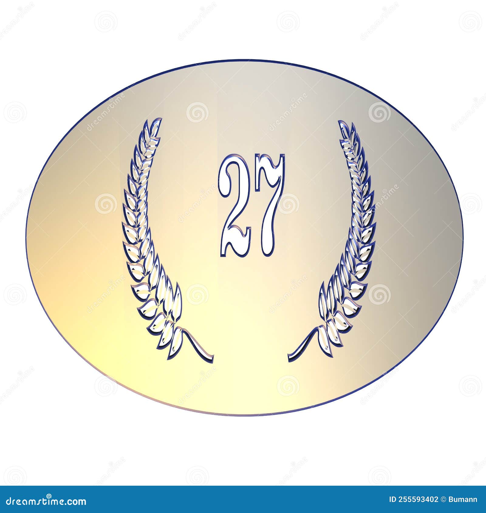 Number 27 with Laurel Wreath or Honor Wreath As a 3D-illustration, 3D ...