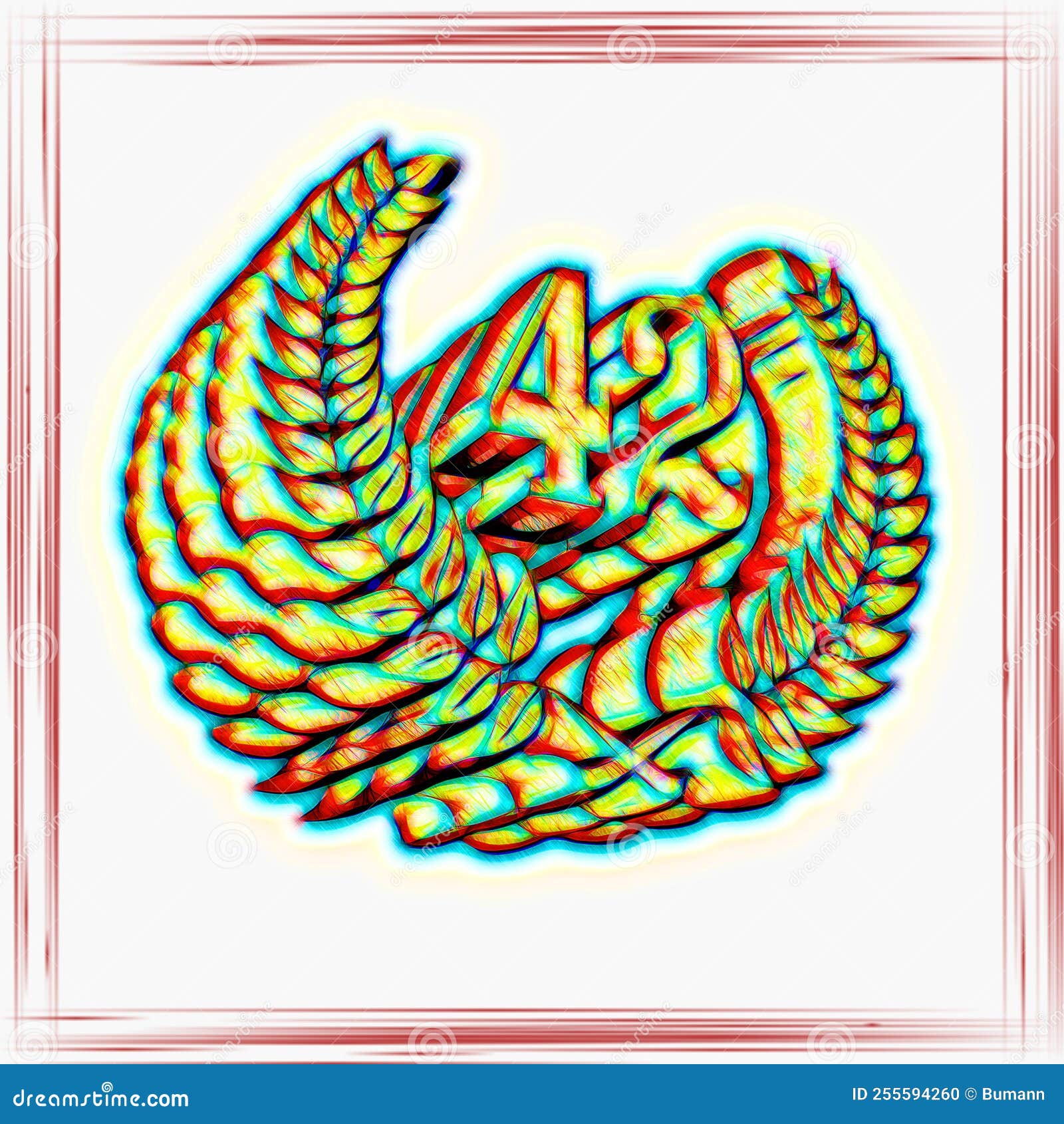 Number 42 with Laurel Wreath or Honor Wreath As a 3D-illustration, 3D ...