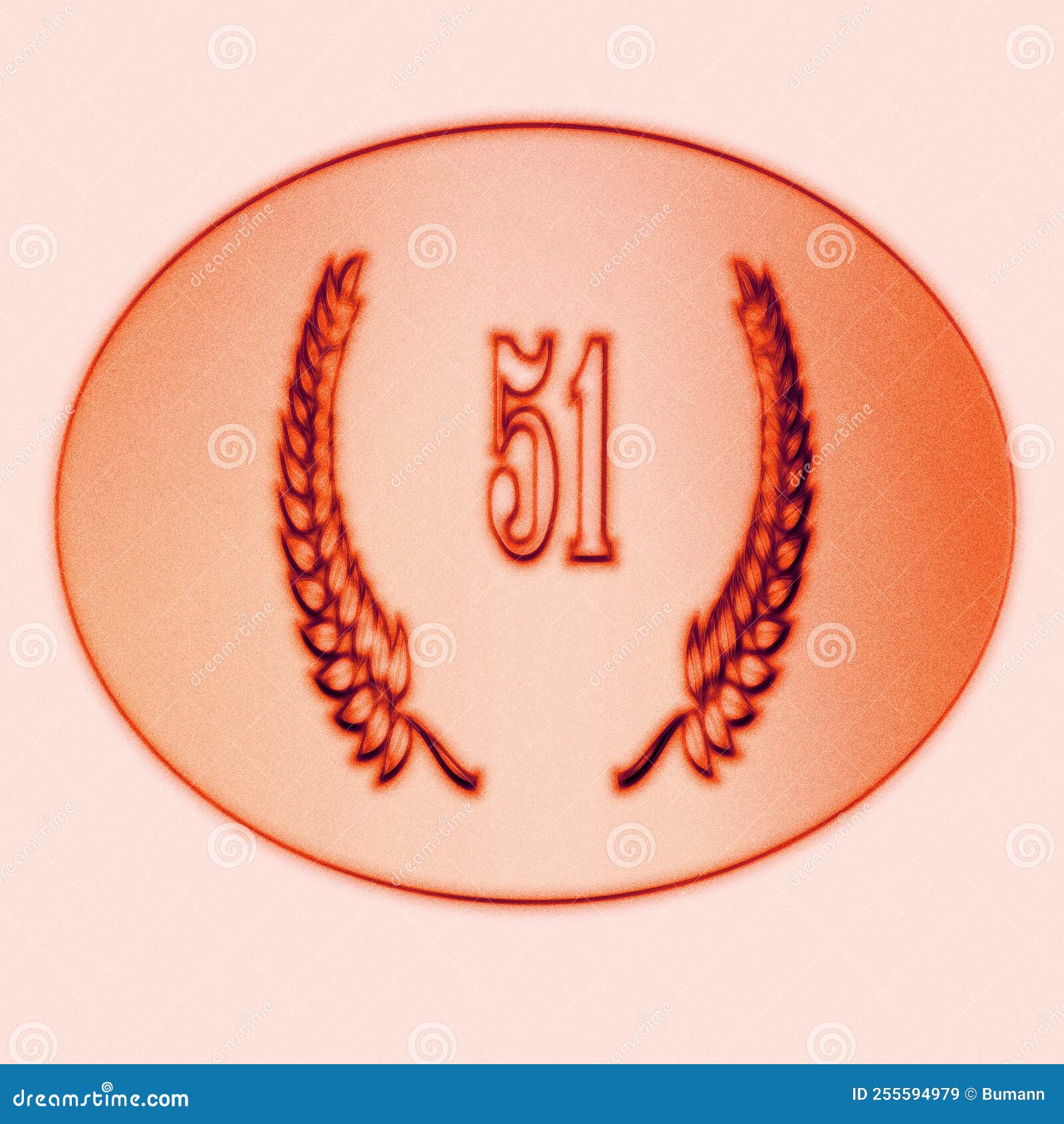 Number 51 with Laurel Wreath or Honor Wreath As a 3D-illustration, 3D ...