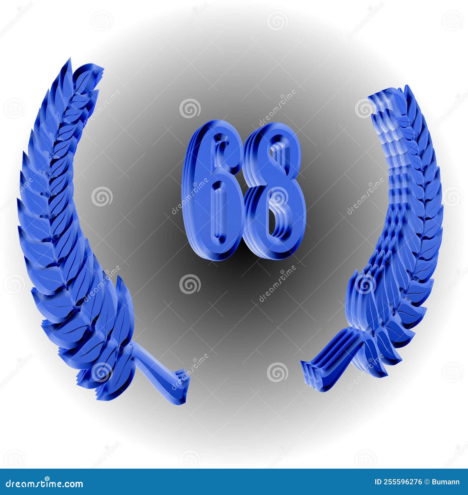 Number 68 with Laurel Wreath or Honor Wreath As a 3D-illustration, 3D ...
