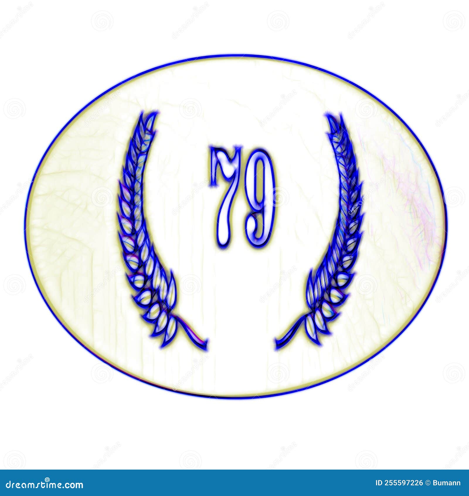 Number 79 with Laurel Wreath or Honor Wreath As a 3D-illustration, 3D ...