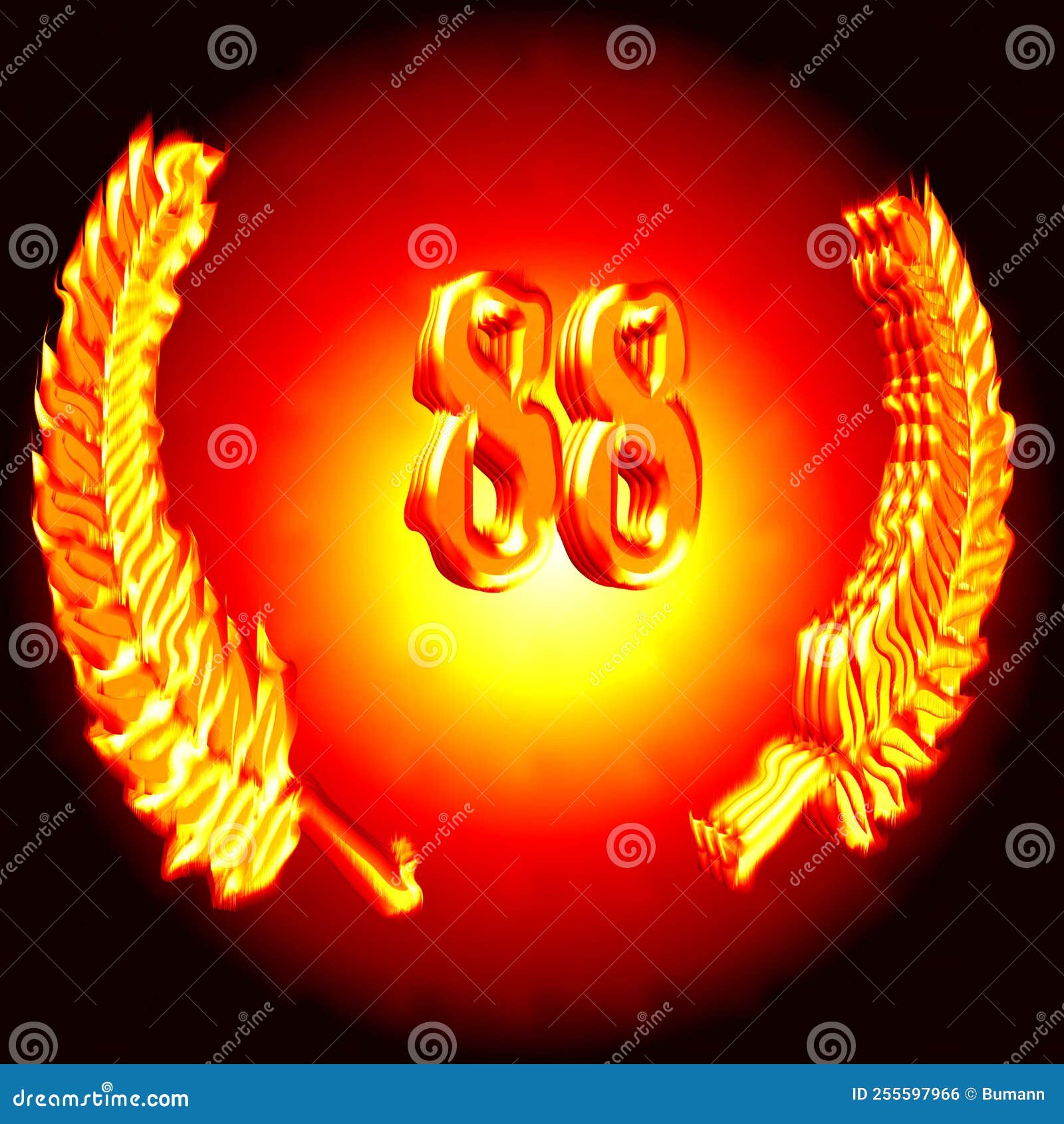 Number 88 with Laurel Wreath or Honor Wreath As a 3D-illustration, 3D ...
