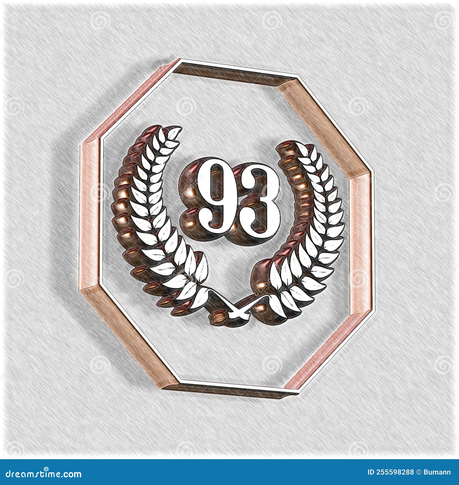 Number 93 with Laurel Wreath or Honor Wreath As a 3D-illustration, 3D ...