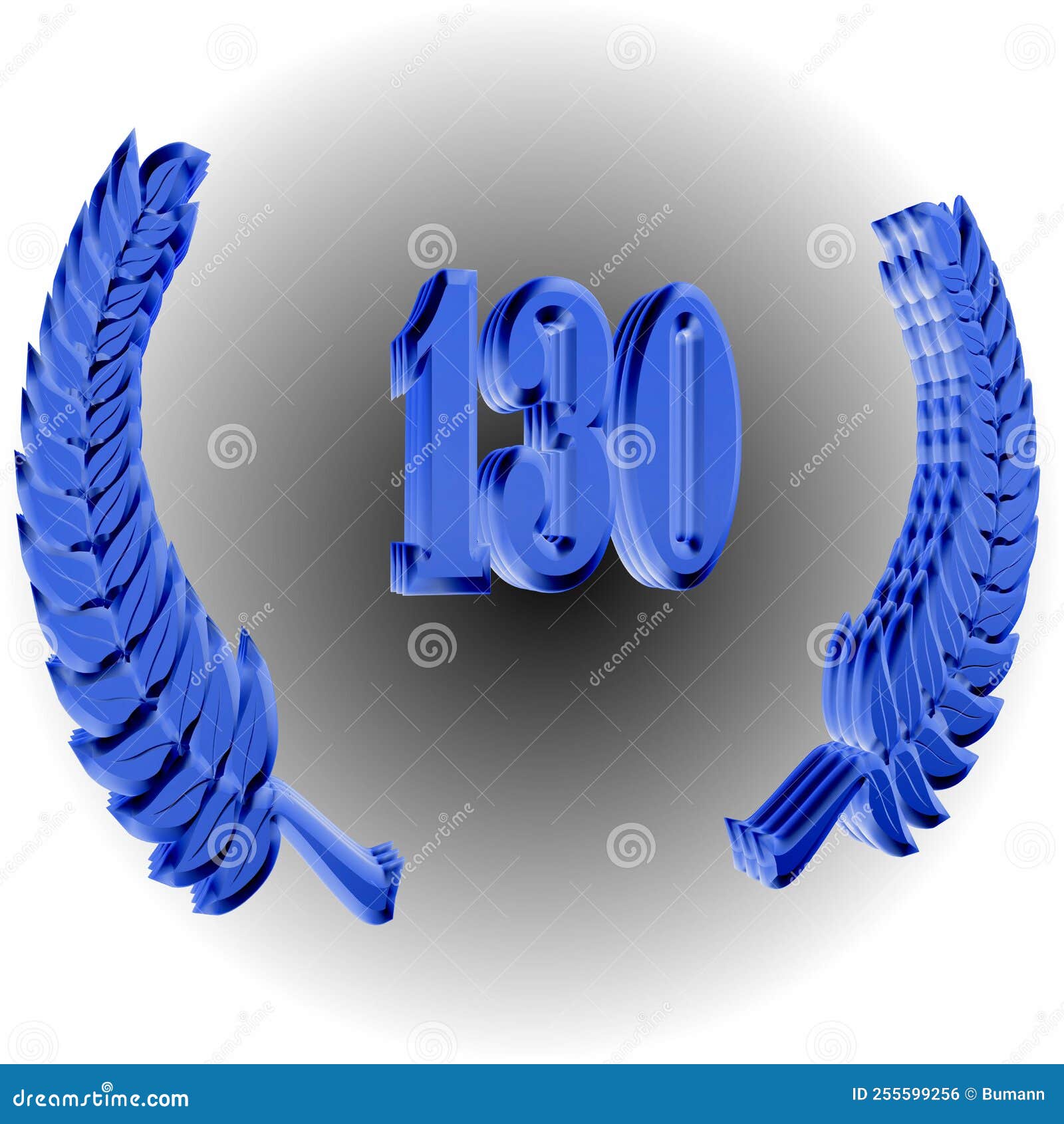 Number 130 with Laurel Wreath or Honor Wreath As a 3D-illustration, 3D ...