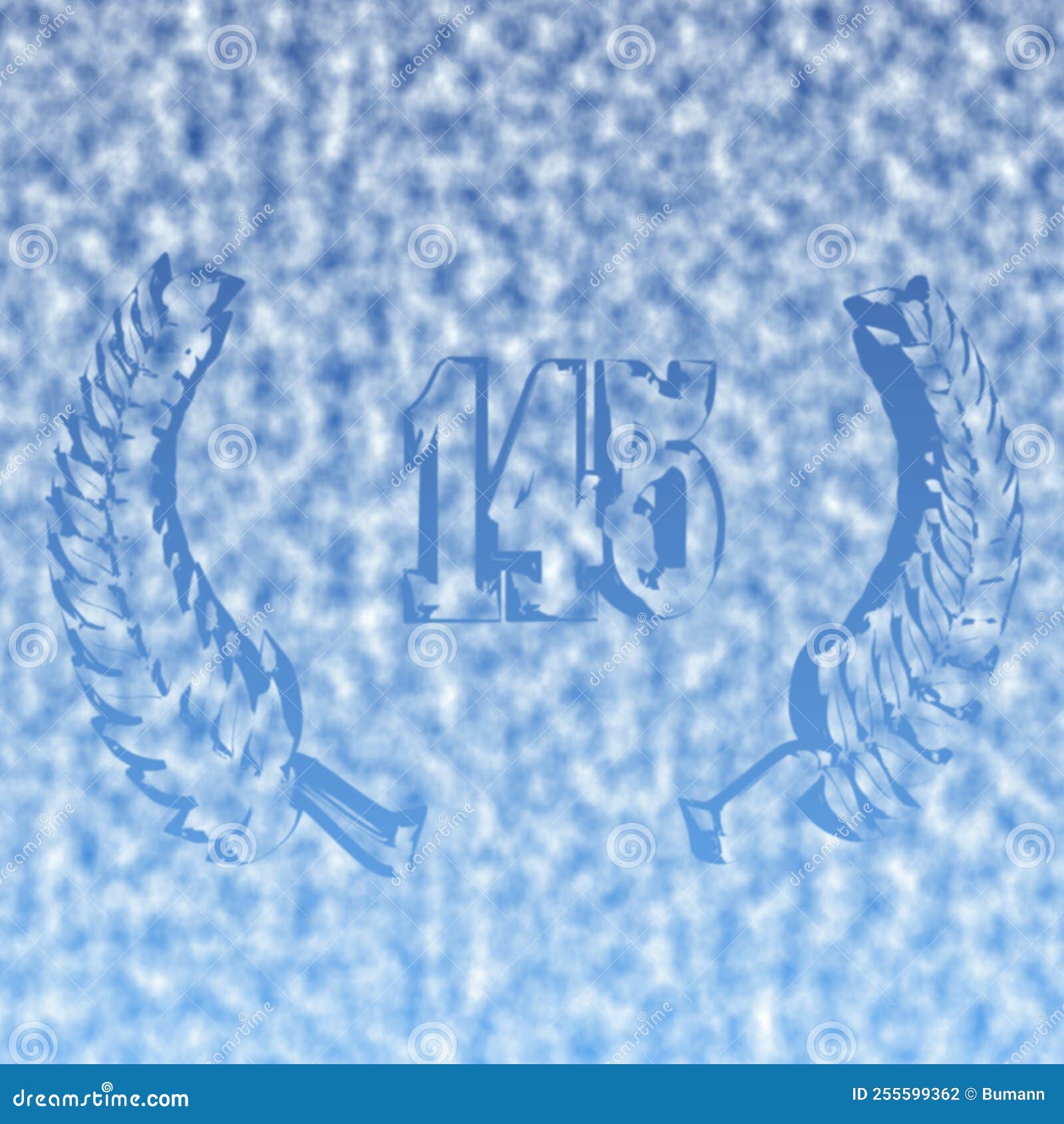 Number 145 with Laurel Wreath or Honor Wreath As a 3D-illustration, 3D ...