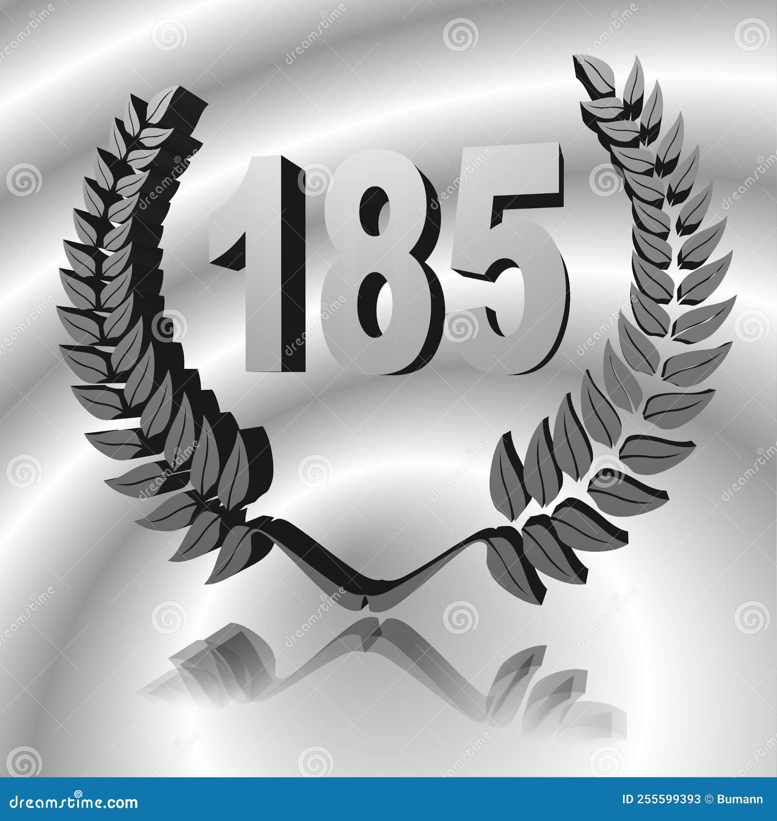 Number 185 with Laurel Wreath or Honor Wreath As a 3D-illustration, 3D ...