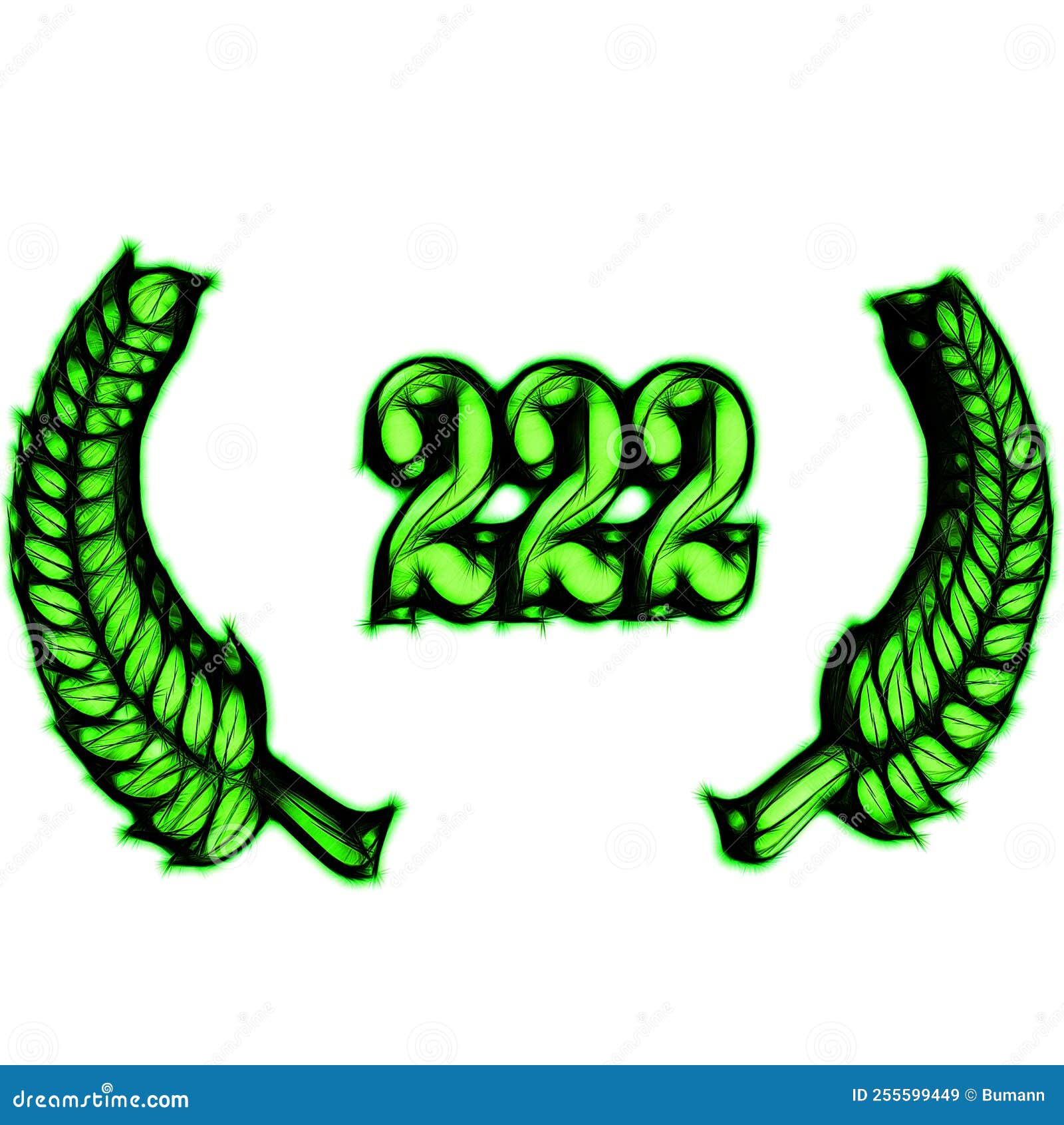 Number 222 with Laurel Wreath or Honor Wreath As a 3D-illustration, 3D ...