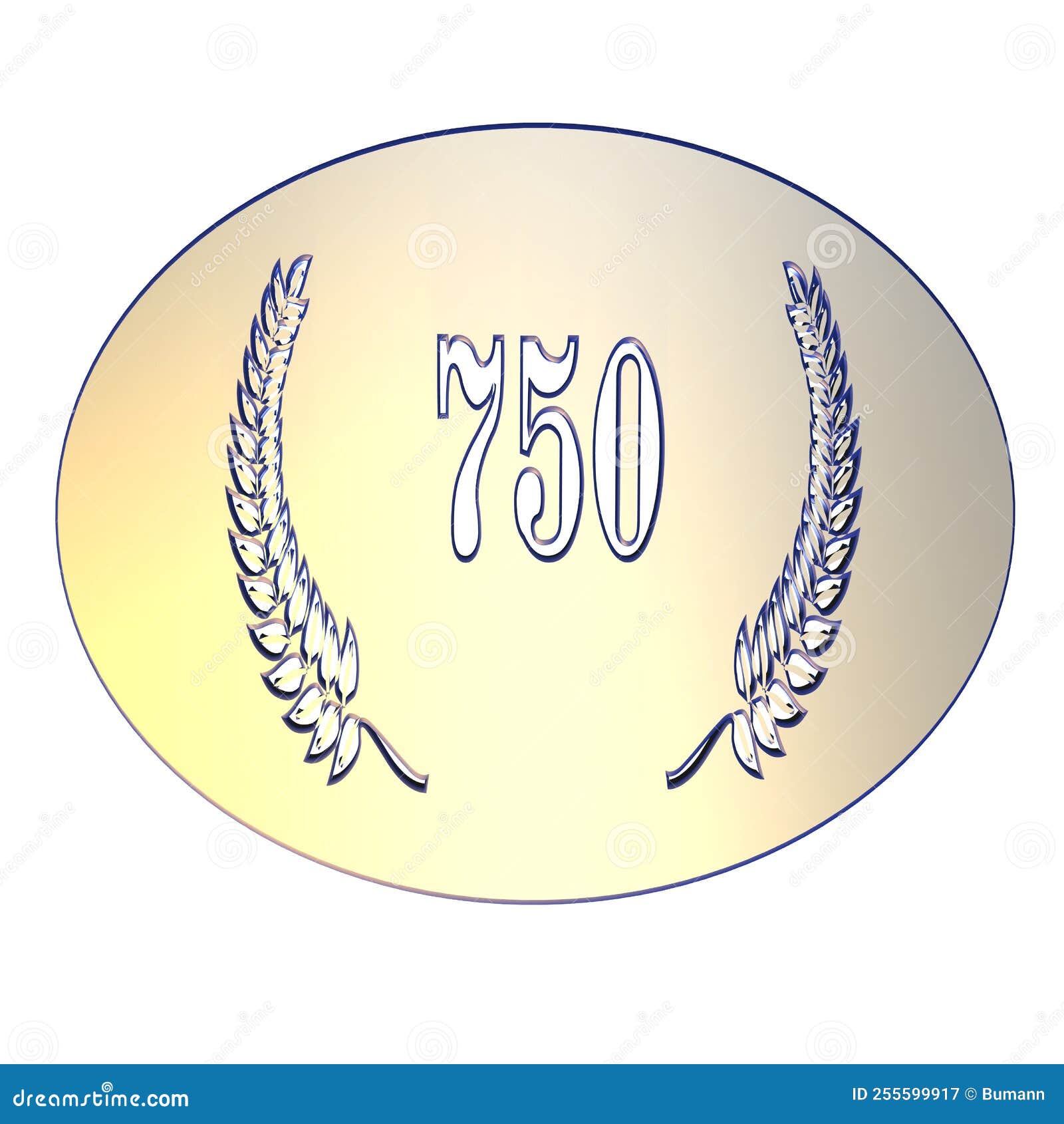 Number 750 with Laurel Wreath or Honor Wreath As a 3D-illustration, 3D ...