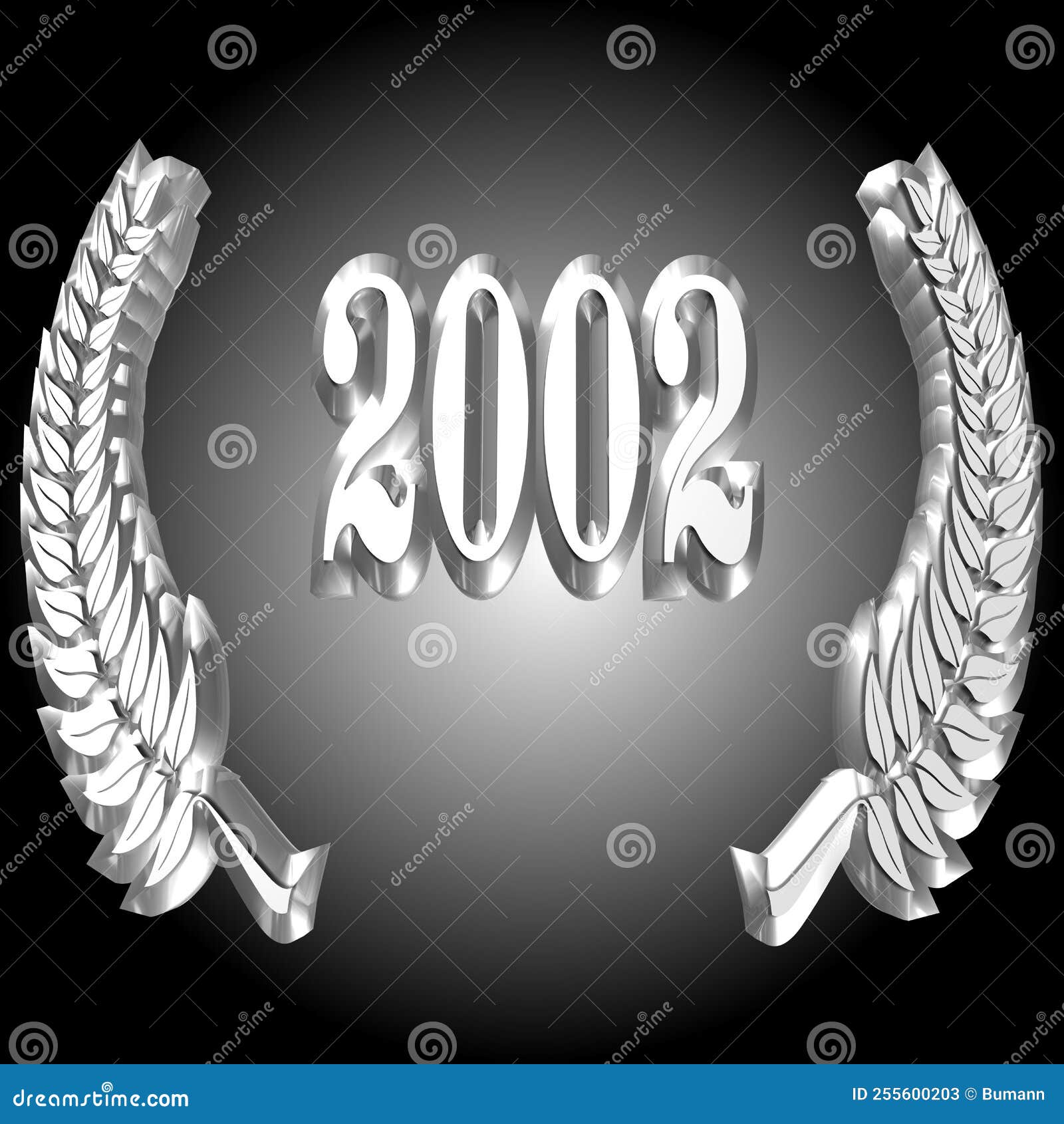 Number 2002 with Laurel Wreath or Honor Wreath As a 3D-illustration, 3D ...