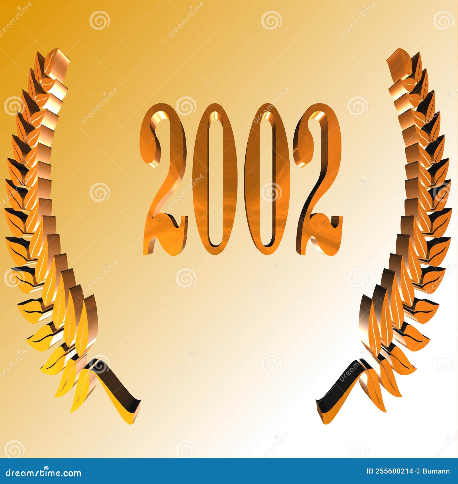 Number 2002 with Laurel Wreath or Honor Wreath As a 3D-illustration, 3D ...