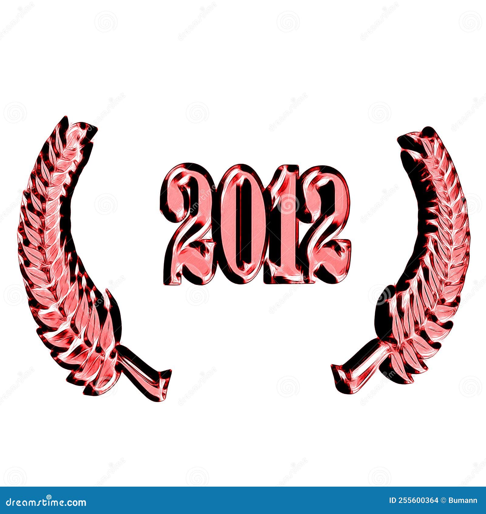 Number 2012 with Laurel Wreath or Honor Wreath As a 3D-illustration, 3D ...