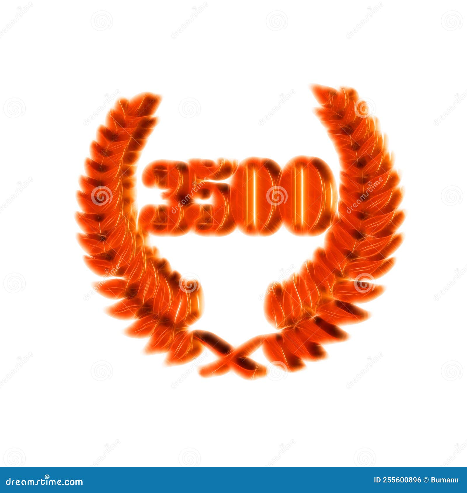 Number 3500 with Laurel Wreath or Honor Wreath As a 3D-illustration, 3D ...