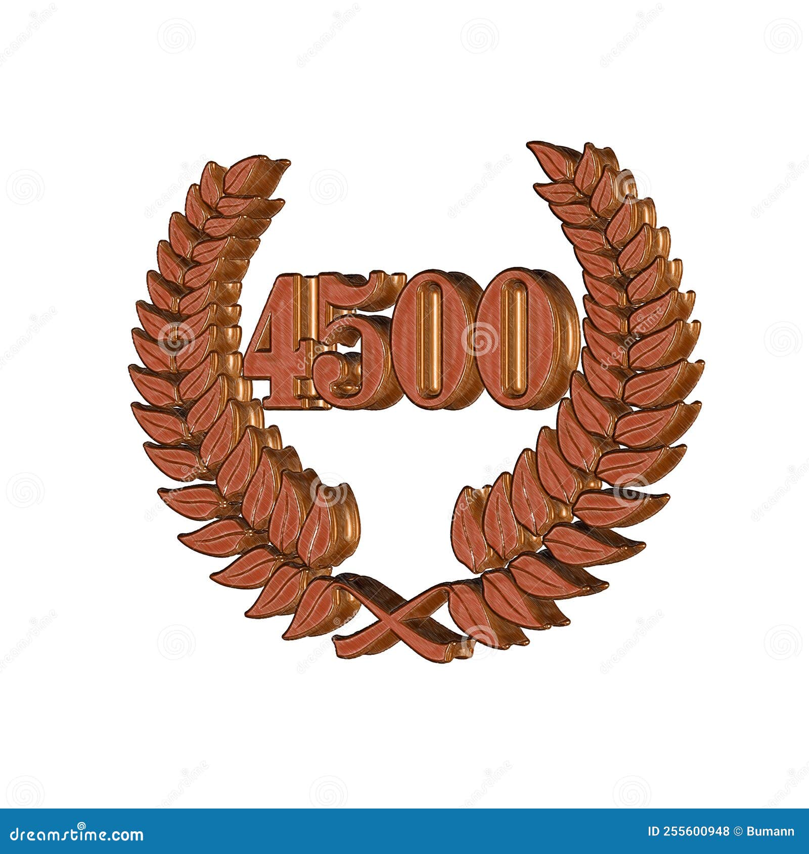 Number 4500 with Laurel Wreath or Honor Wreath As a 3D-illustration, 3D ...