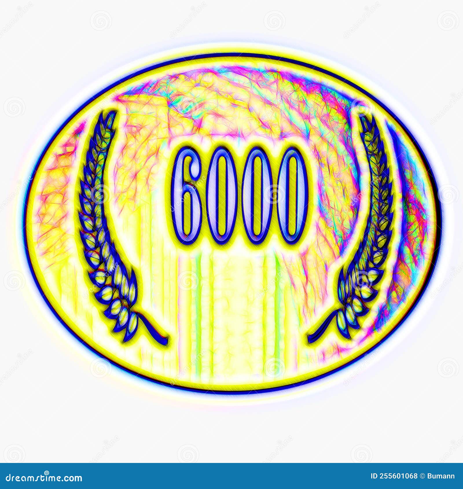 Number 6000 with Laurel Wreath or Honor Wreath As a 3D-illustration, 3D ...