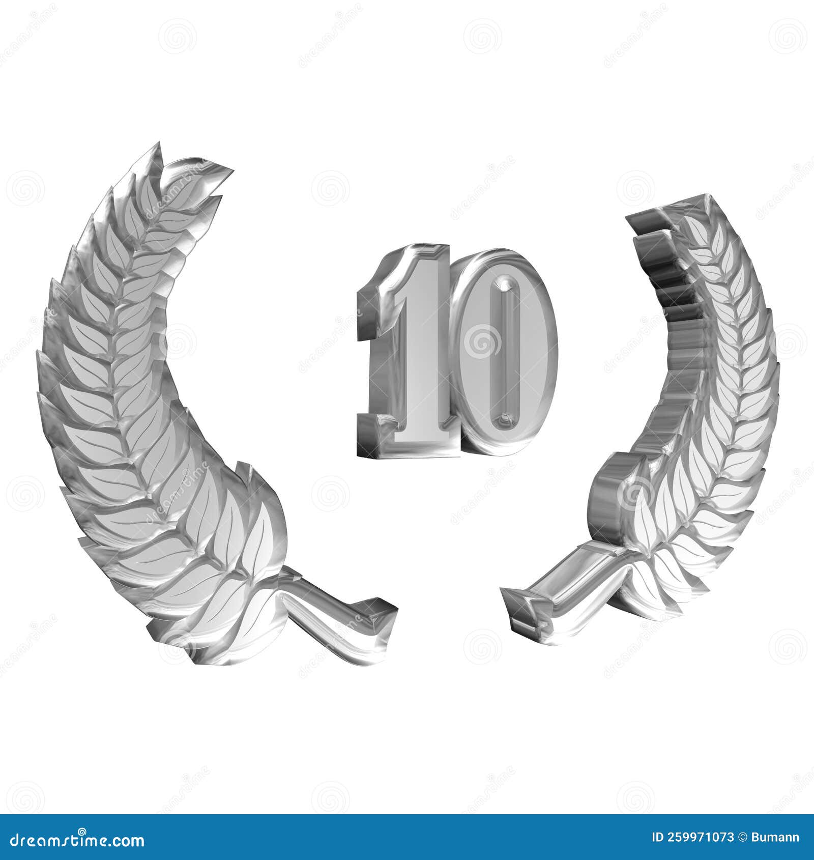 Number 10 with Laurel Wreath or Honor Wreath As a 3D-illustration, 3D ...