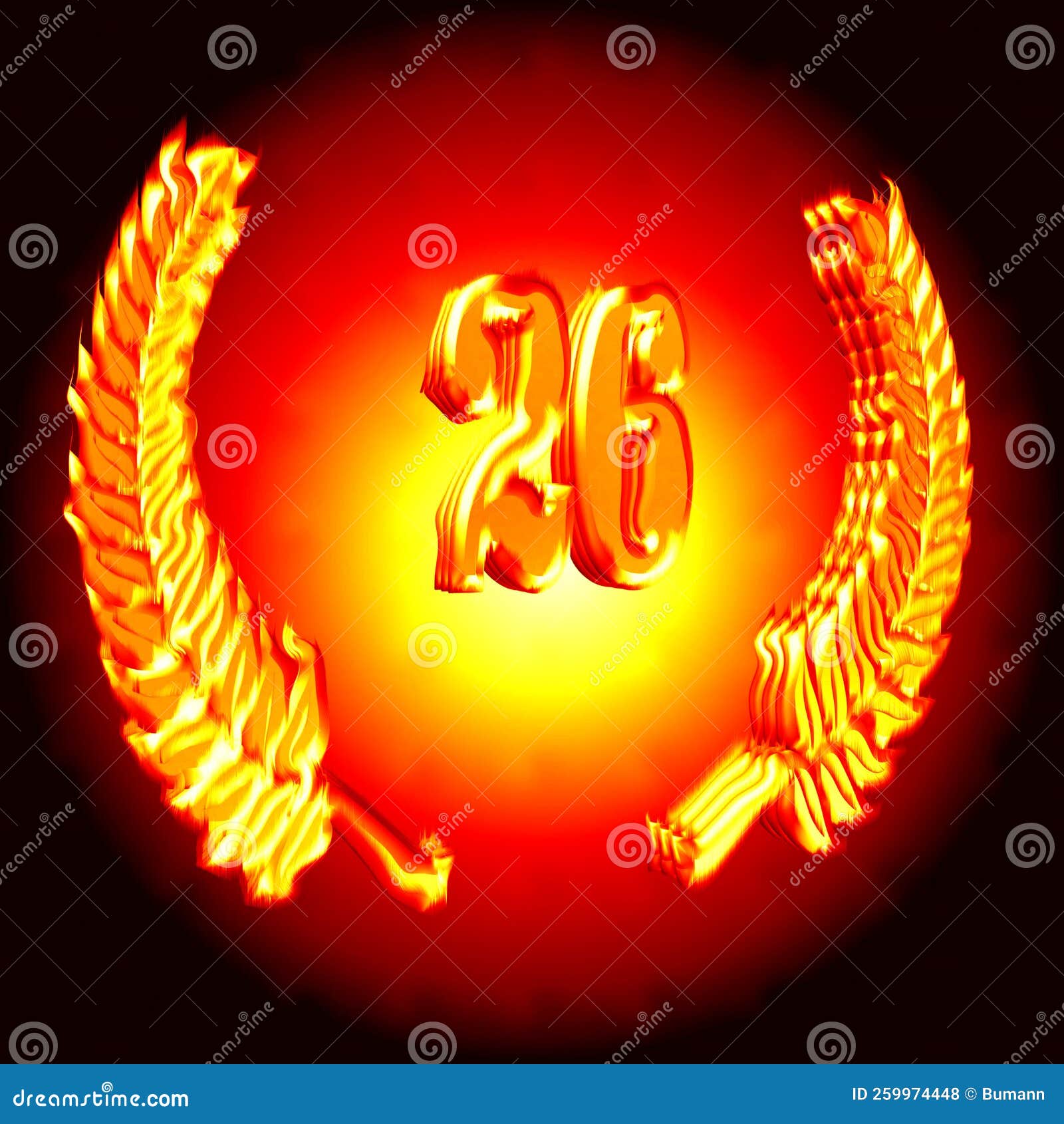 Number 26 with Laurel Wreath or Honor Wreath As a 3D-illustration, 3D ...