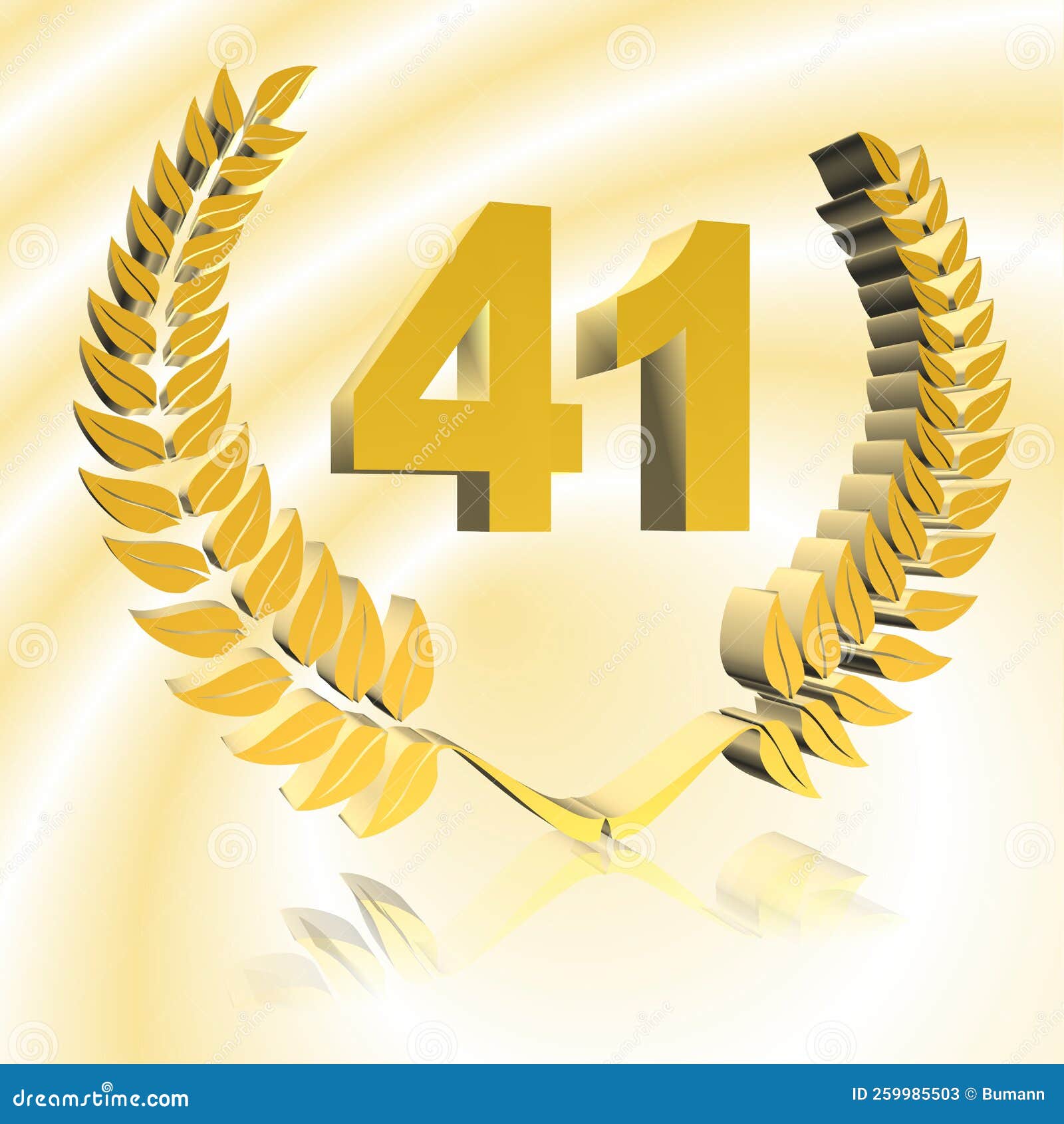 Number 41 with Laurel Wreath or Honor Wreath As a 3D-illustration, 3D ...