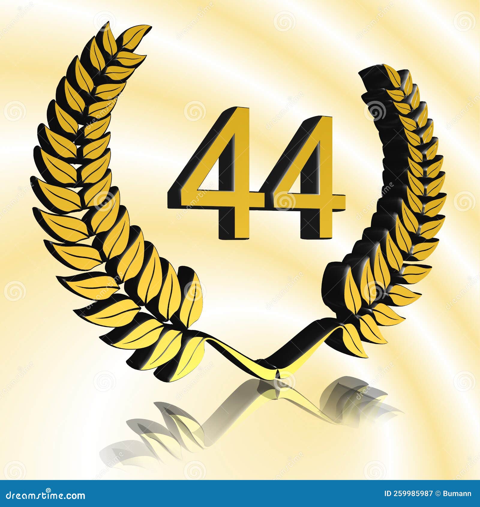 Number 44 with Laurel Wreath or Honor Wreath As a 3D-illustration, 3D ...