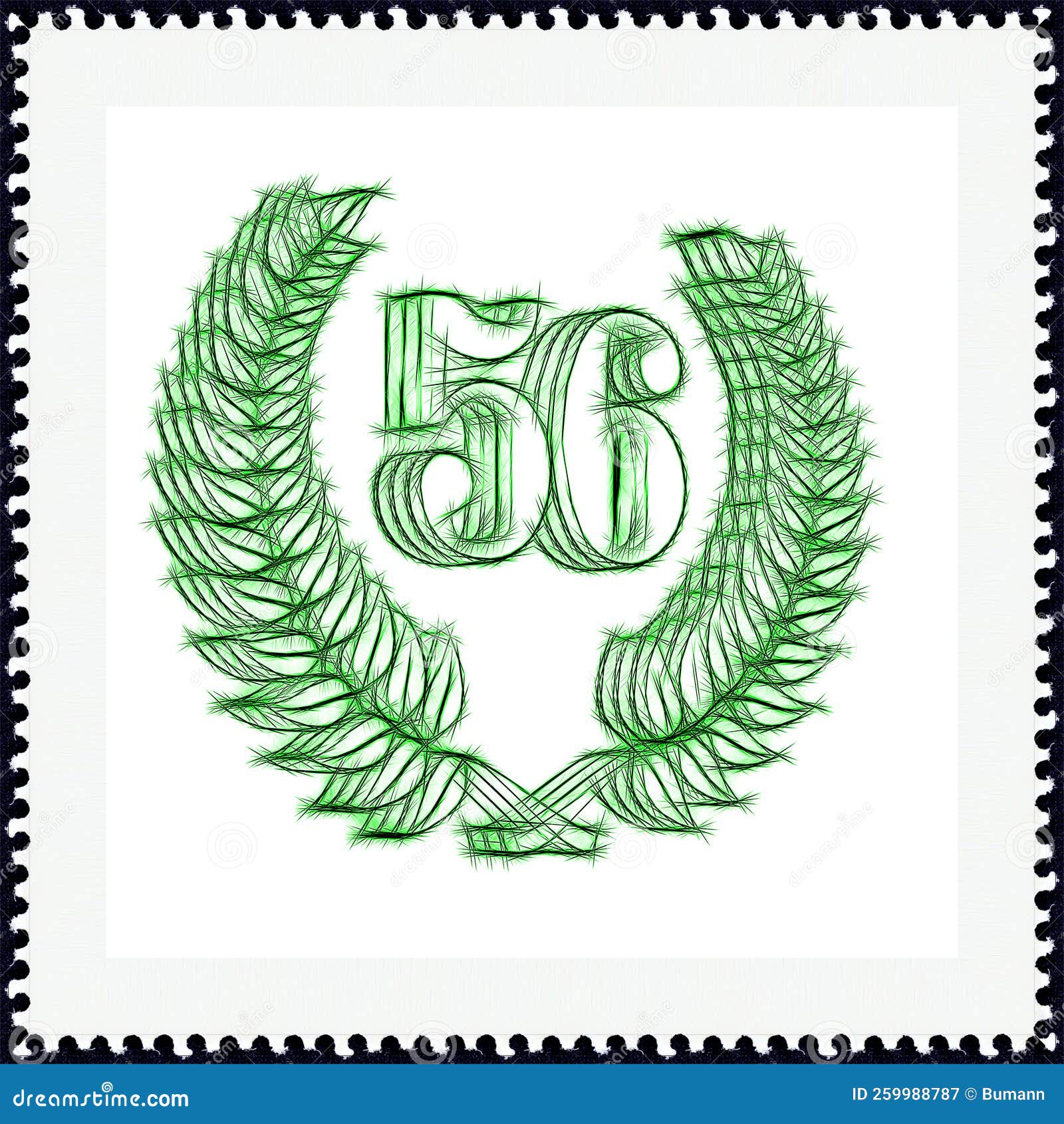 Number 56 with Laurel Wreath or Honor Wreath As a 3D-illustration, 3D ...