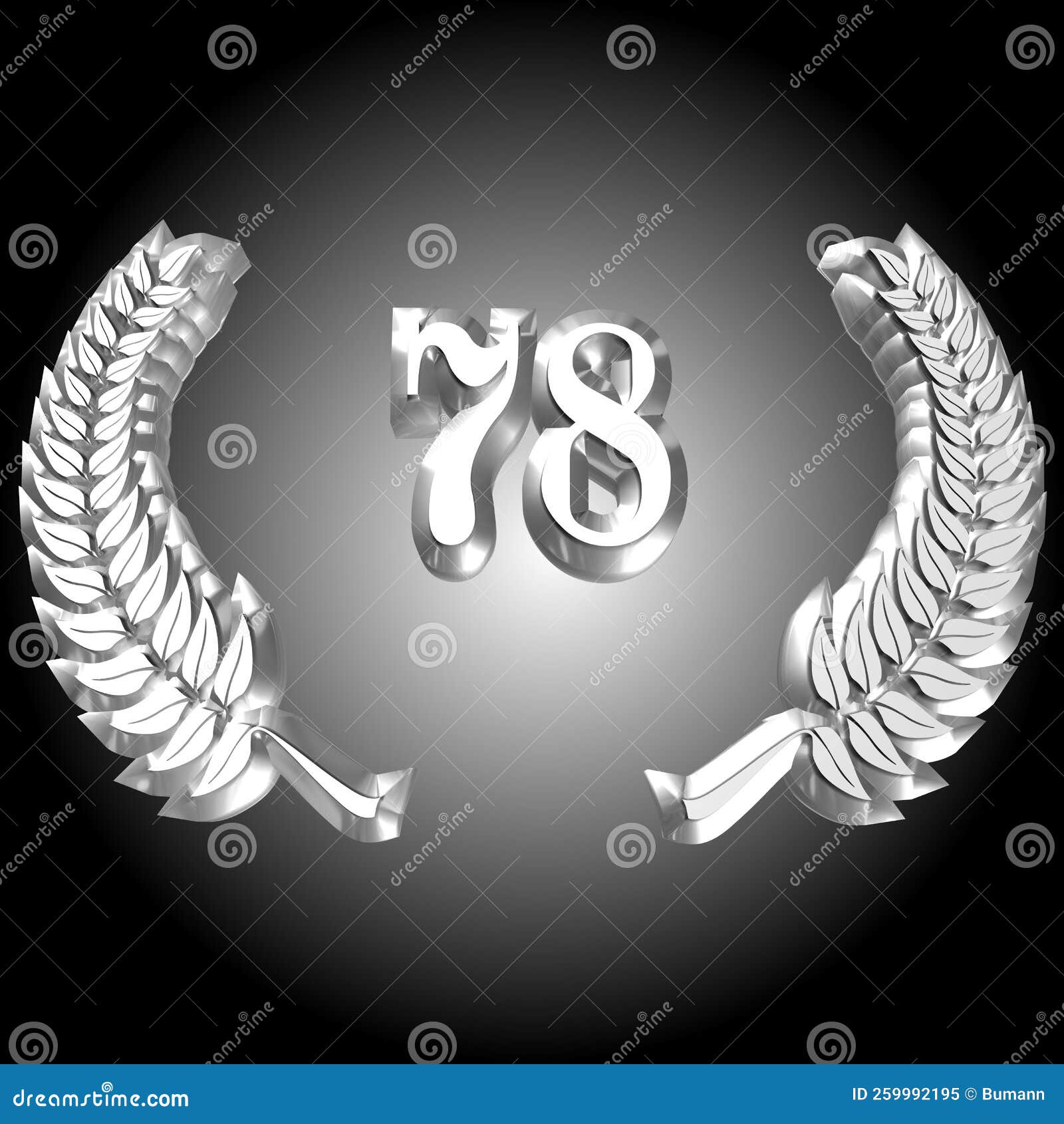 Number 78 with Laurel Wreath or Honor Wreath As a 3D-illustration, 3D ...