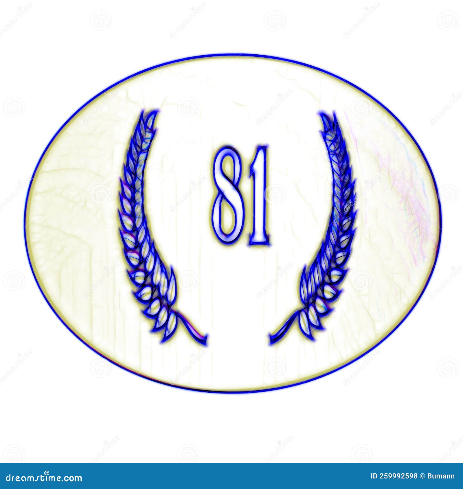 Number 81 with Laurel Wreath or Honor Wreath As a 3D-illustration, 3D ...