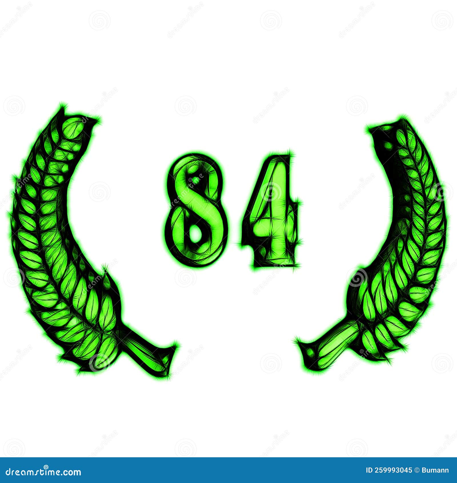 Number 84 with Laurel Wreath or Honor Wreath As a 3D-illustration, 3D ...